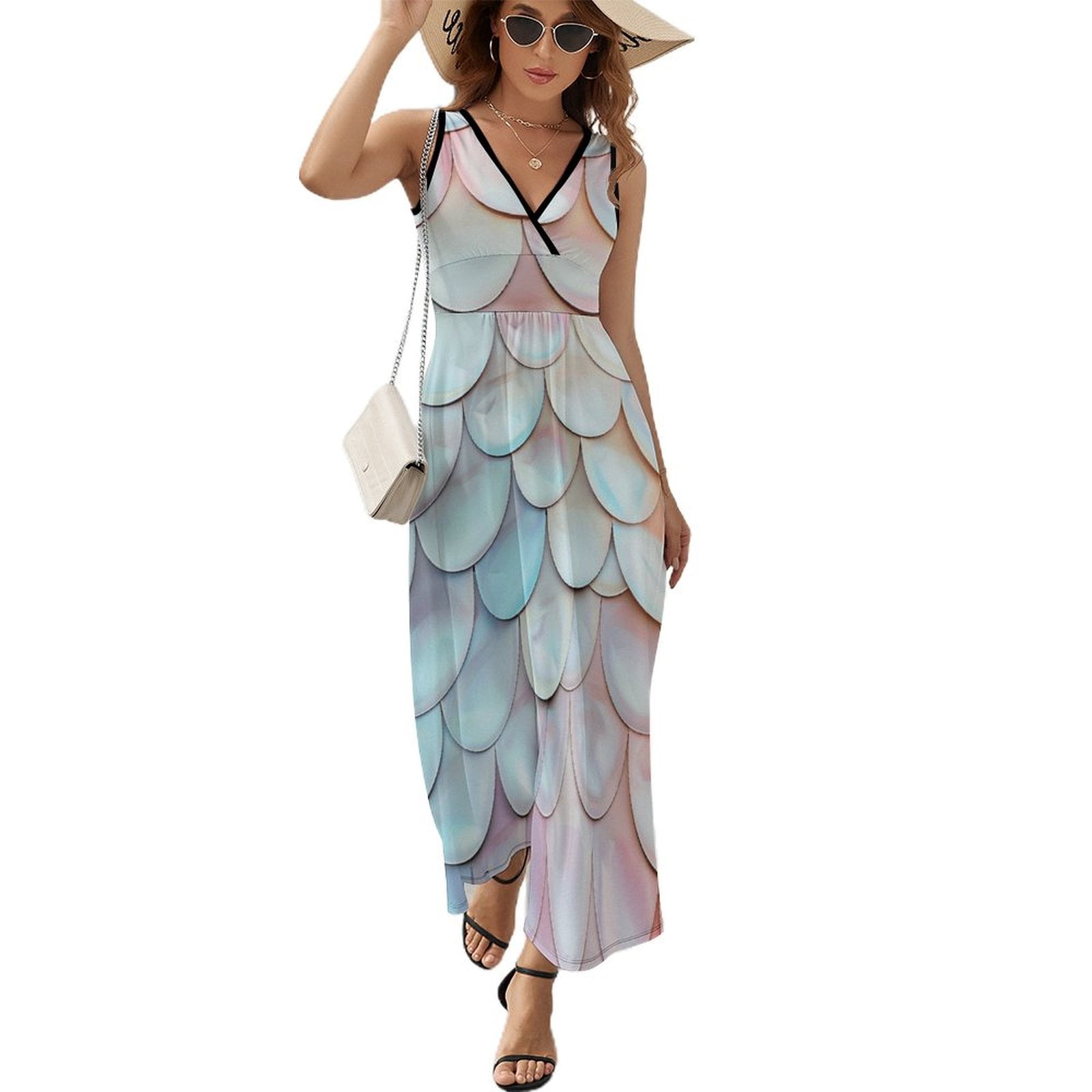 Mermaid Fish Scales Art Sleeveless Dress Women's Summer Suit Dresses ...
