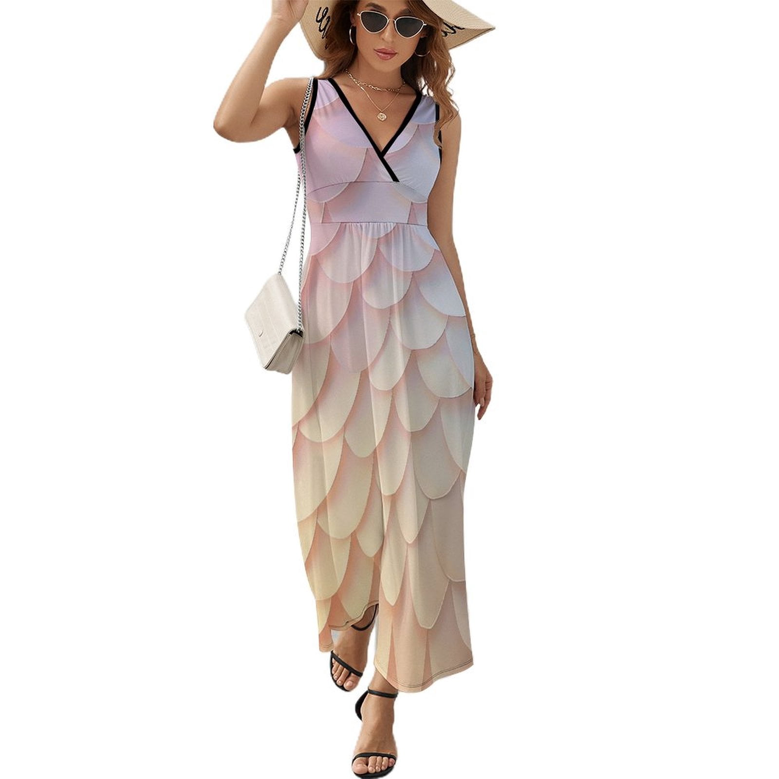 Mermaid Fish Scales Art Sleeveless Dress Women's Summer Suit Dresses ...