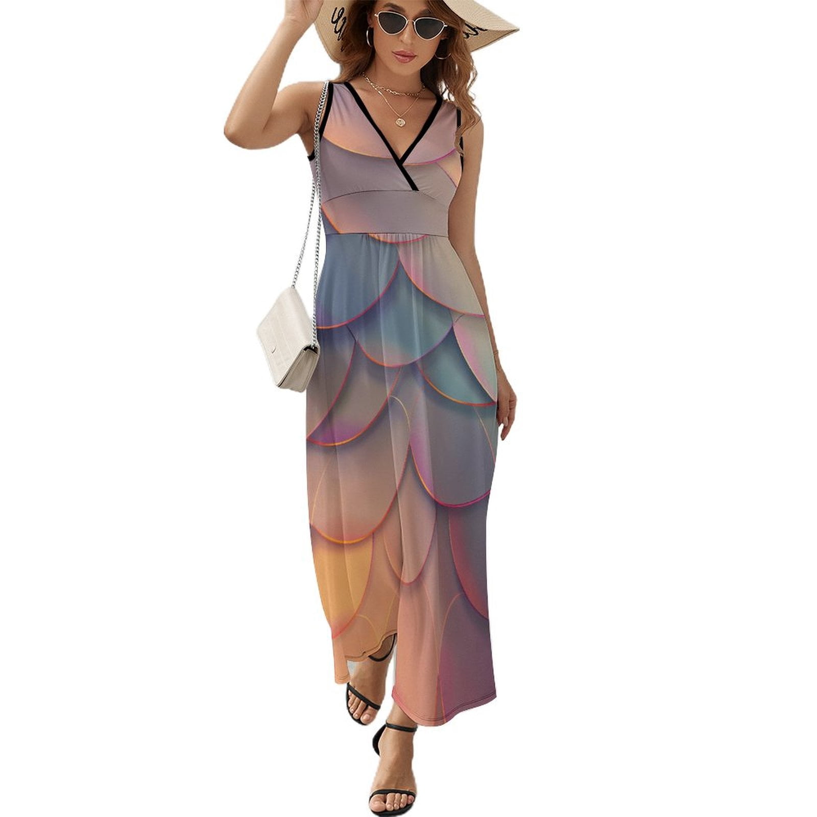 Mermaid Fish Scales Art Sleeveless Dress Women's Summer Suit Dresses ...