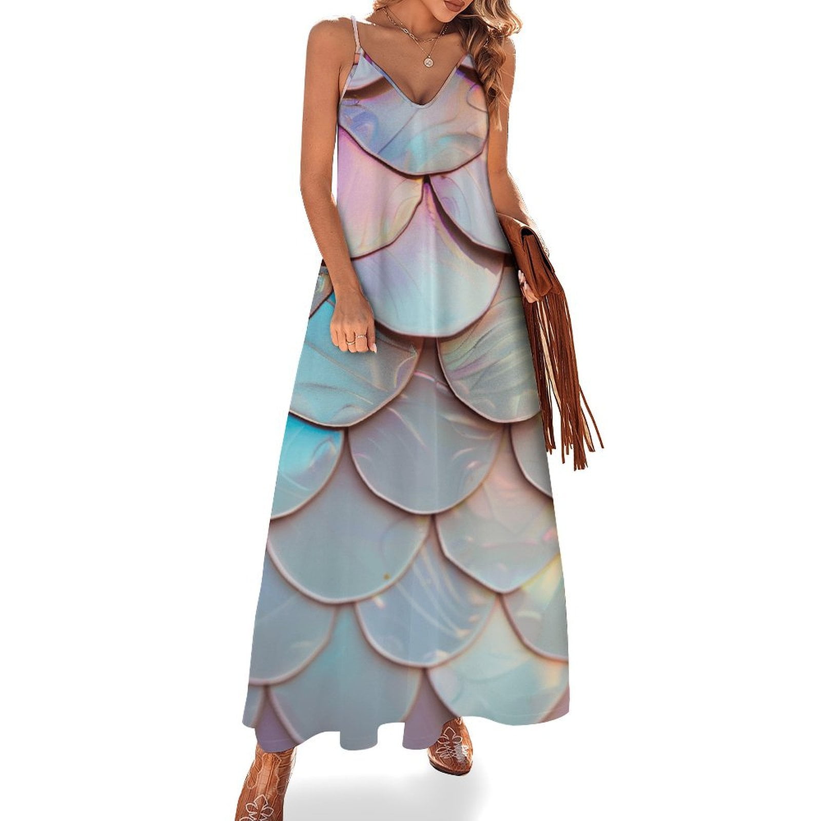 Mermaid Fish Scales Fine Art Sleeveless Dress Summer Dress Woman 2025 ...