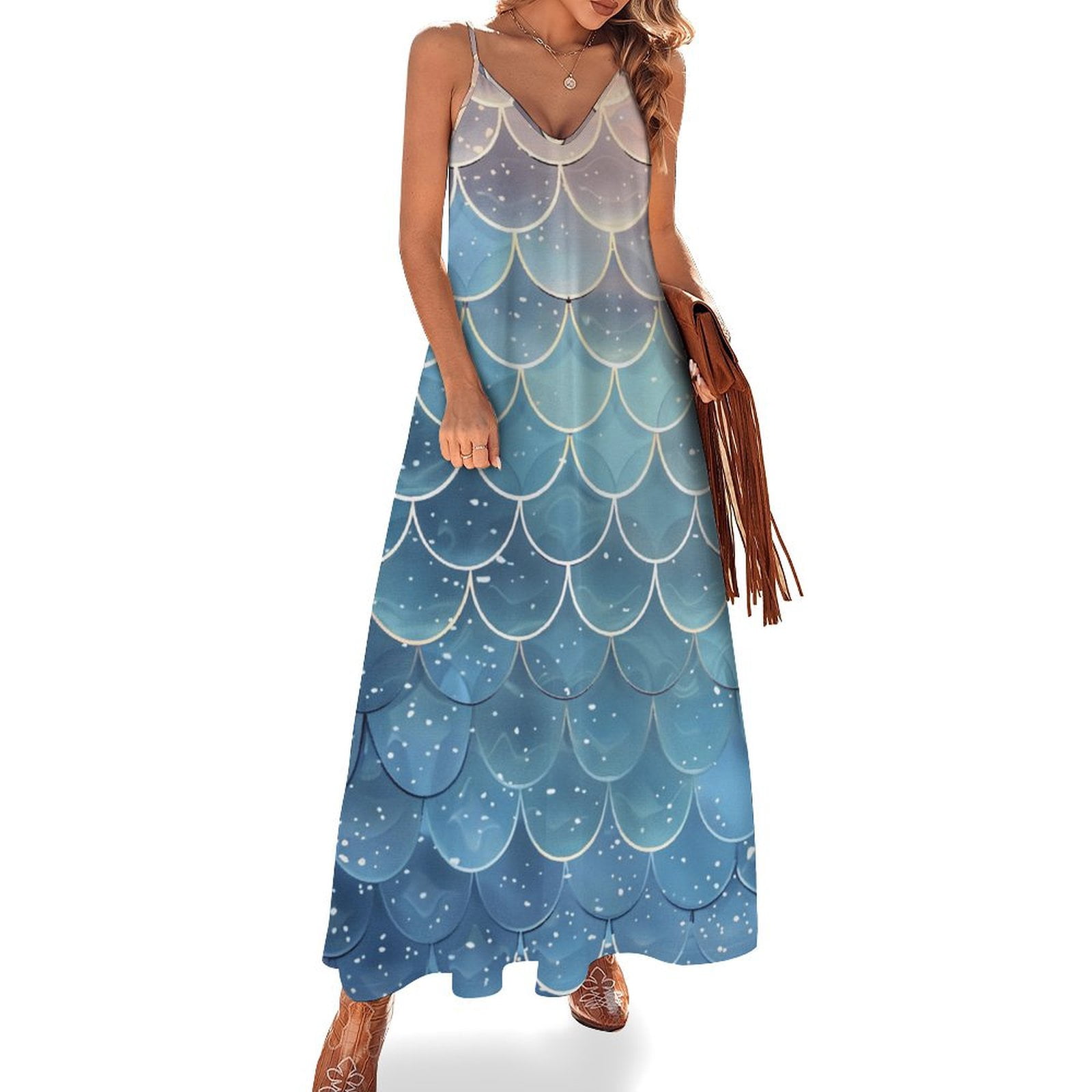 Mermaid Fish Scales Fine Art Sleeveless Dress Summer Dress Woman 2025 ...