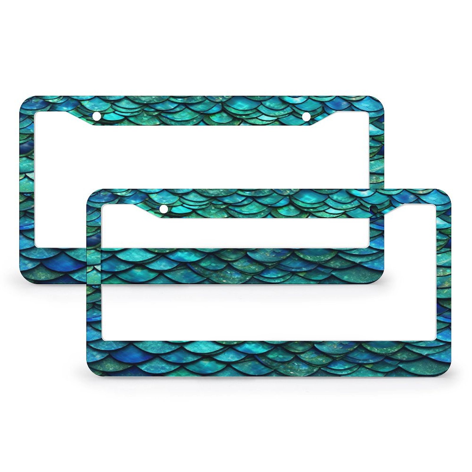 Mermaid Fish Scales License Plate Frame - 2 Pack Women Car Plate Holder ...