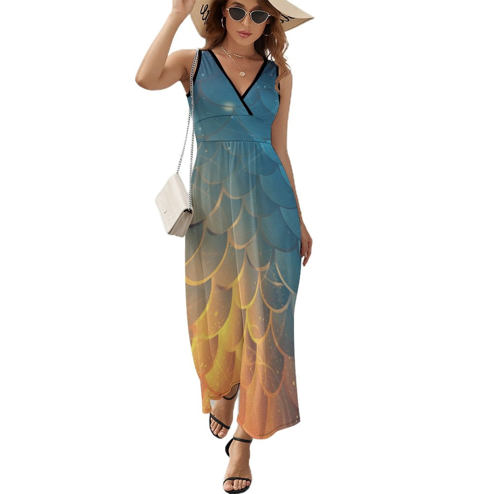 Mermaid Fish Scales Pattern Design Sleeveless Dress Summer Clothes for ...
