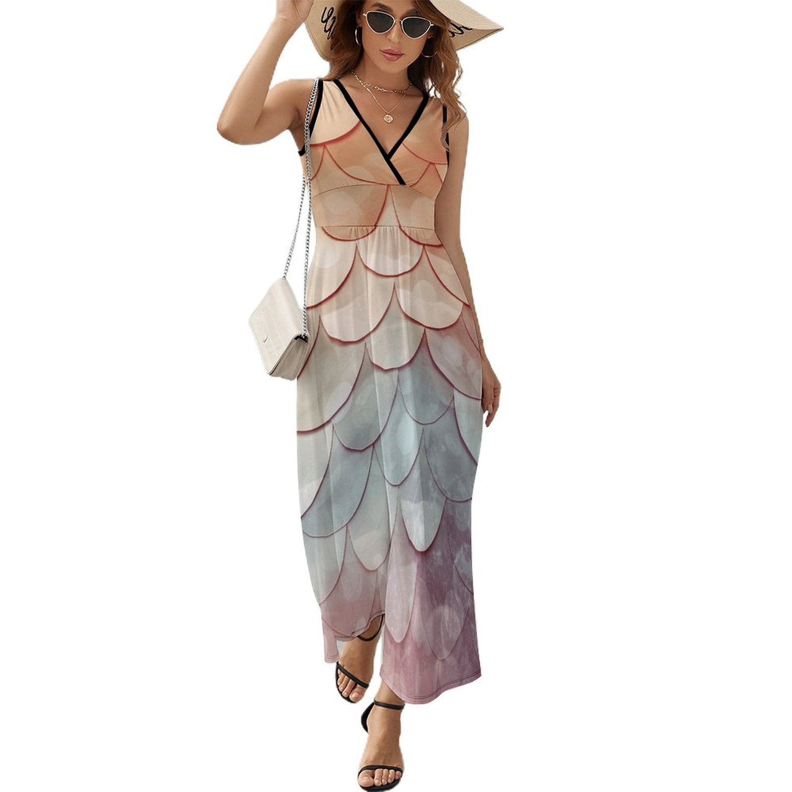 Mermaid Fish Scales Sleeveless Dress Woman Fashion Long Dresses Women's ...