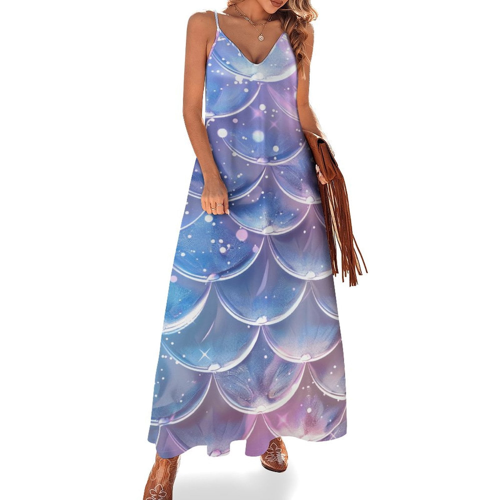 Mermaid Fish Scales Sleeveless Dress Woman Fashion Long Dresses Women's ...