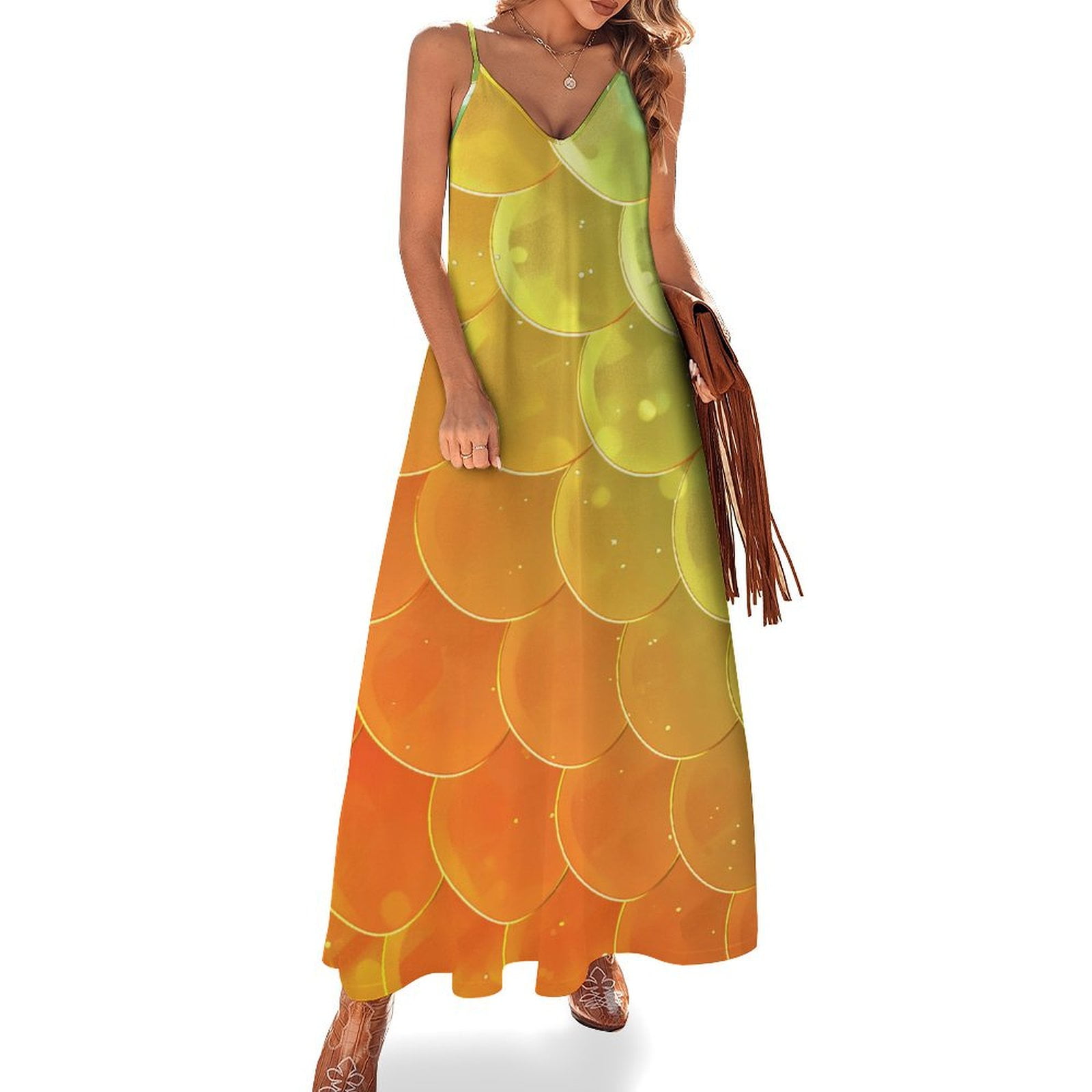 Mermaid Fish Scales Sleeveless Dress Woman Fashion Long Dresses Women's ...