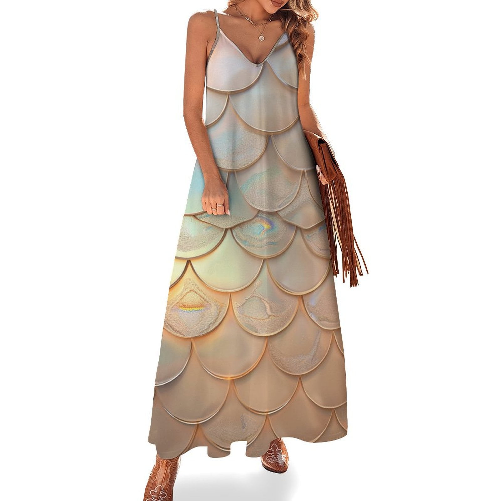 Mermaid Fish Scales Sleeveless Dress Woman Fashion Long Dresses Women's ...