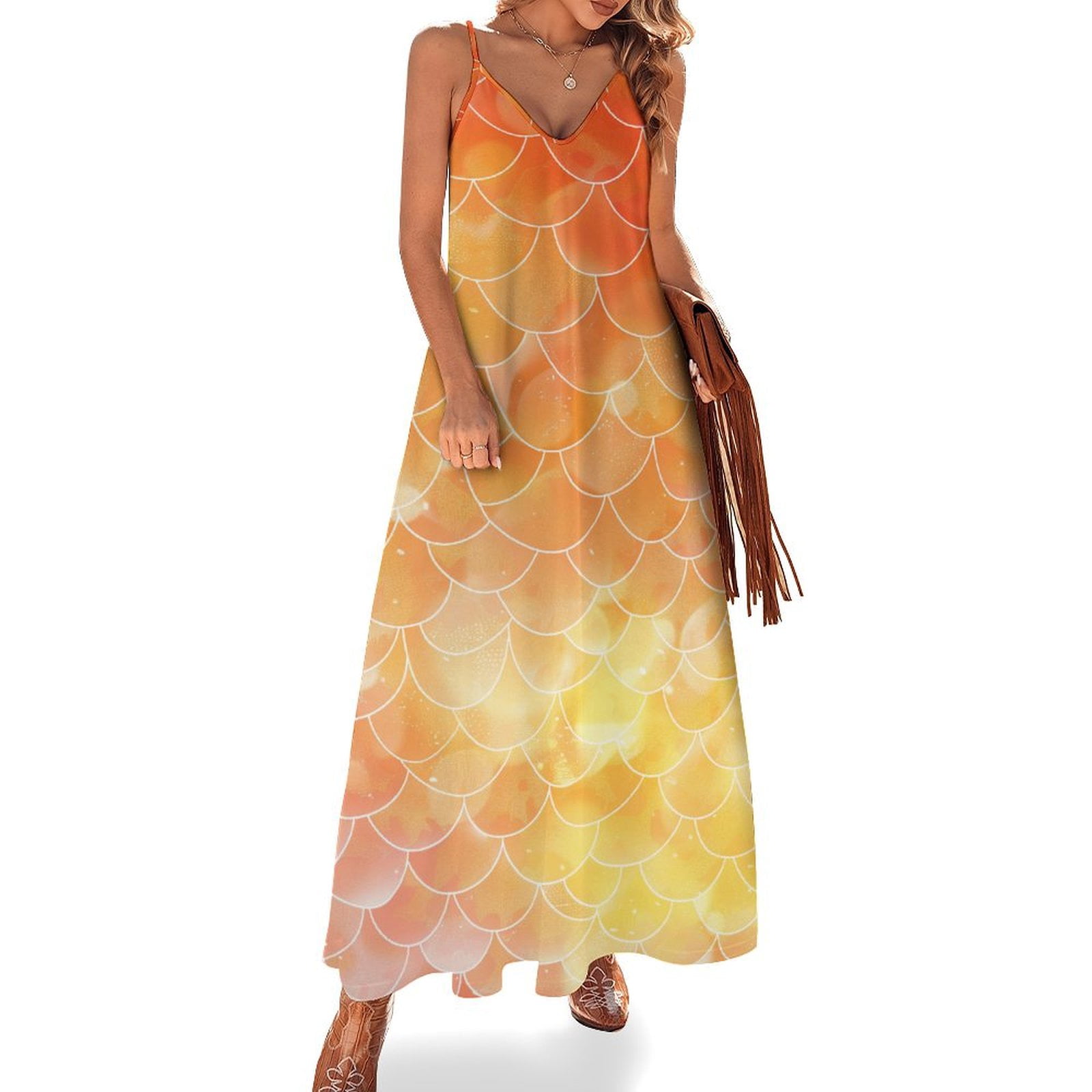 Mermaid Fish Scales Sleeveless Dress Woman Fashion Long Dresses Women's ...