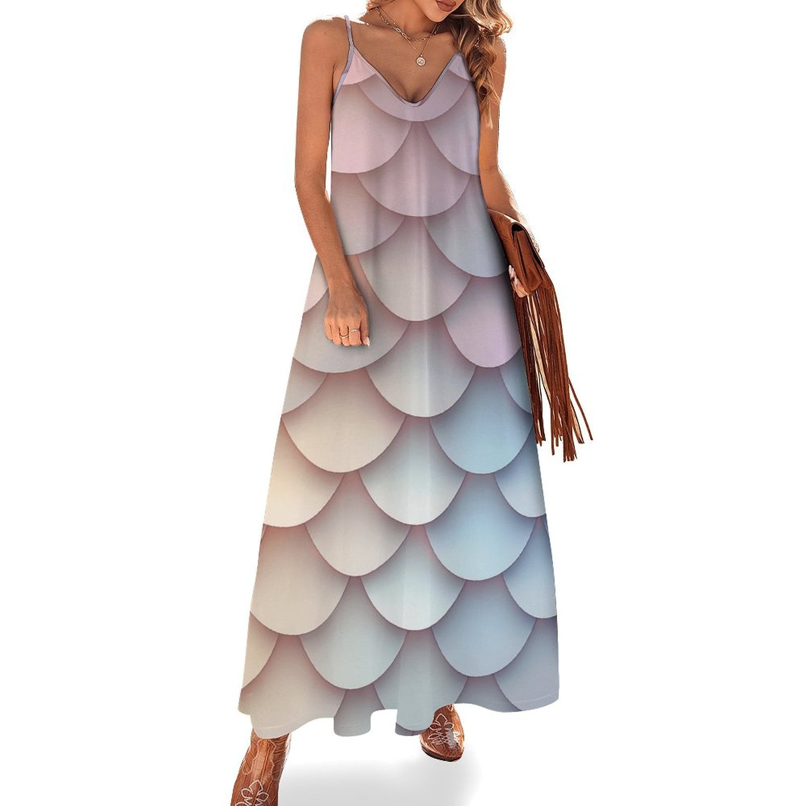 Mermaid Fish Scales Sleeveless Dress Women's Luxury Party Dress ...