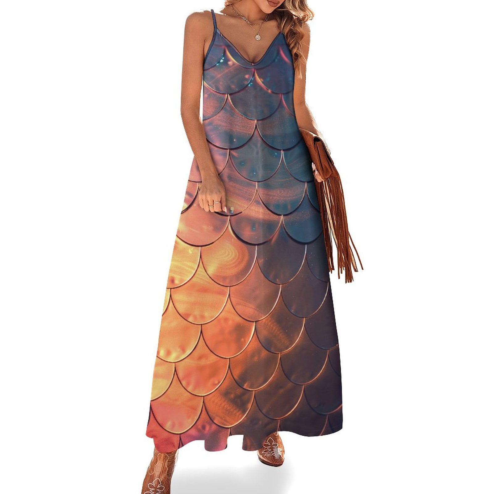Mermaid Fish Scales Sleeveless Dress Women's Luxury Party Dress ...