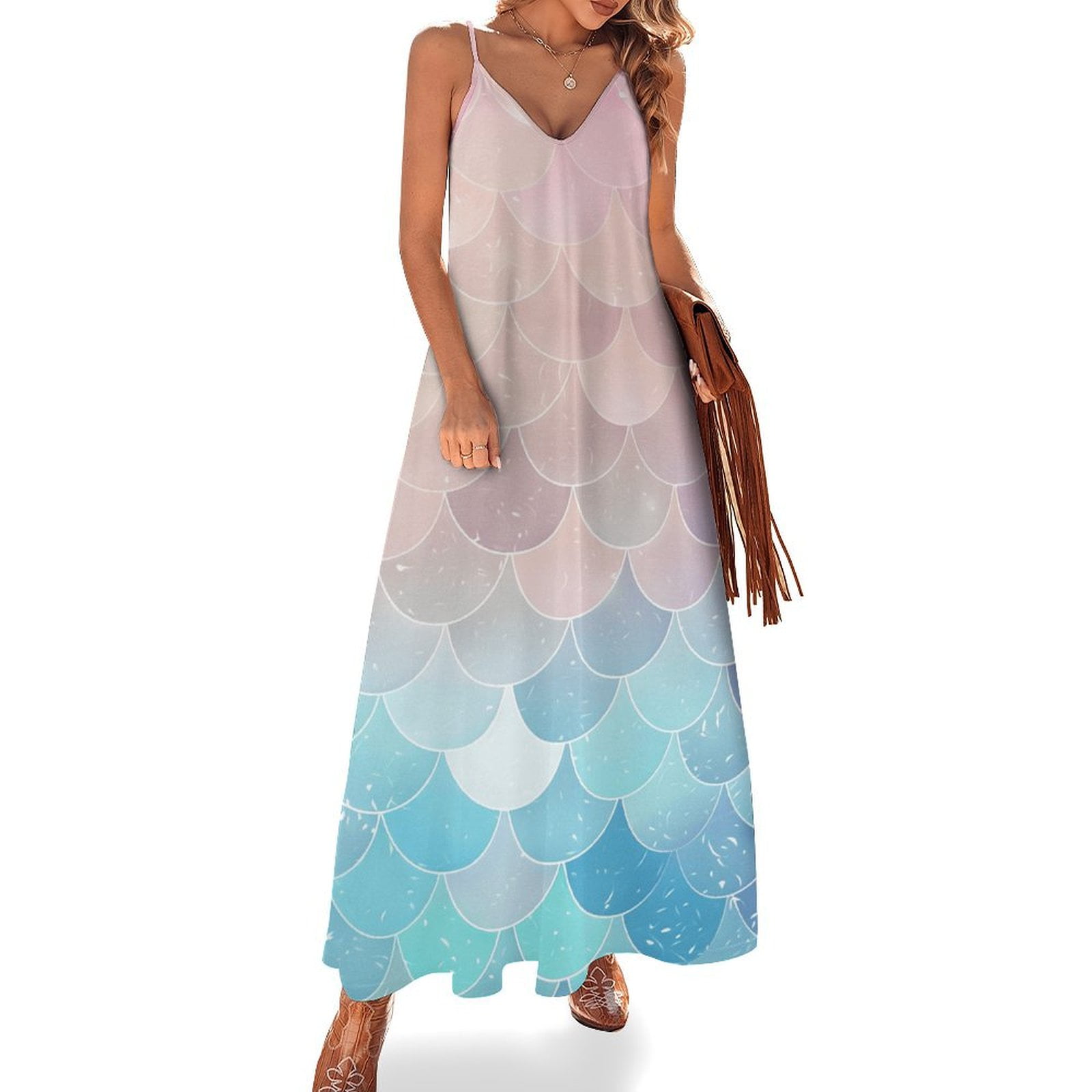 Mermaid Fish Scales Sleeveless Dress Women's Luxury Party Dress ...