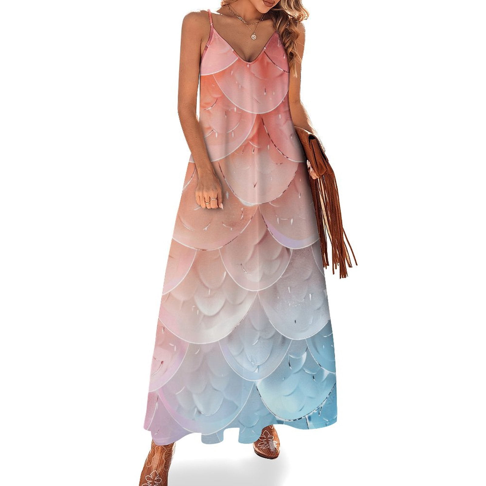 Mermaid Fish Scales Sleeveless Dress for Women Clothing Female Women's ...