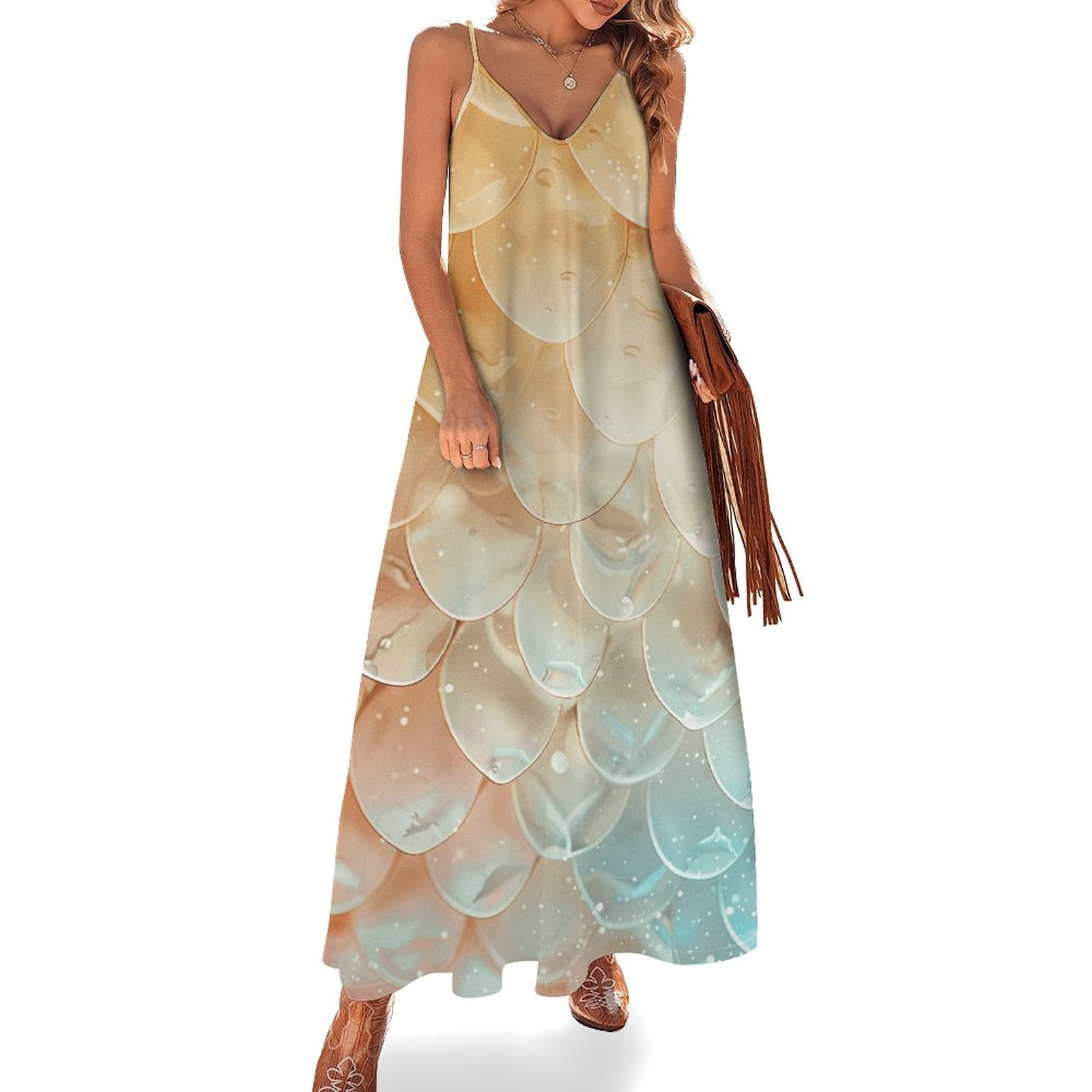 Mermaid Fish Scales Sleeveless Dress for Women Clothing Female Women's ...
