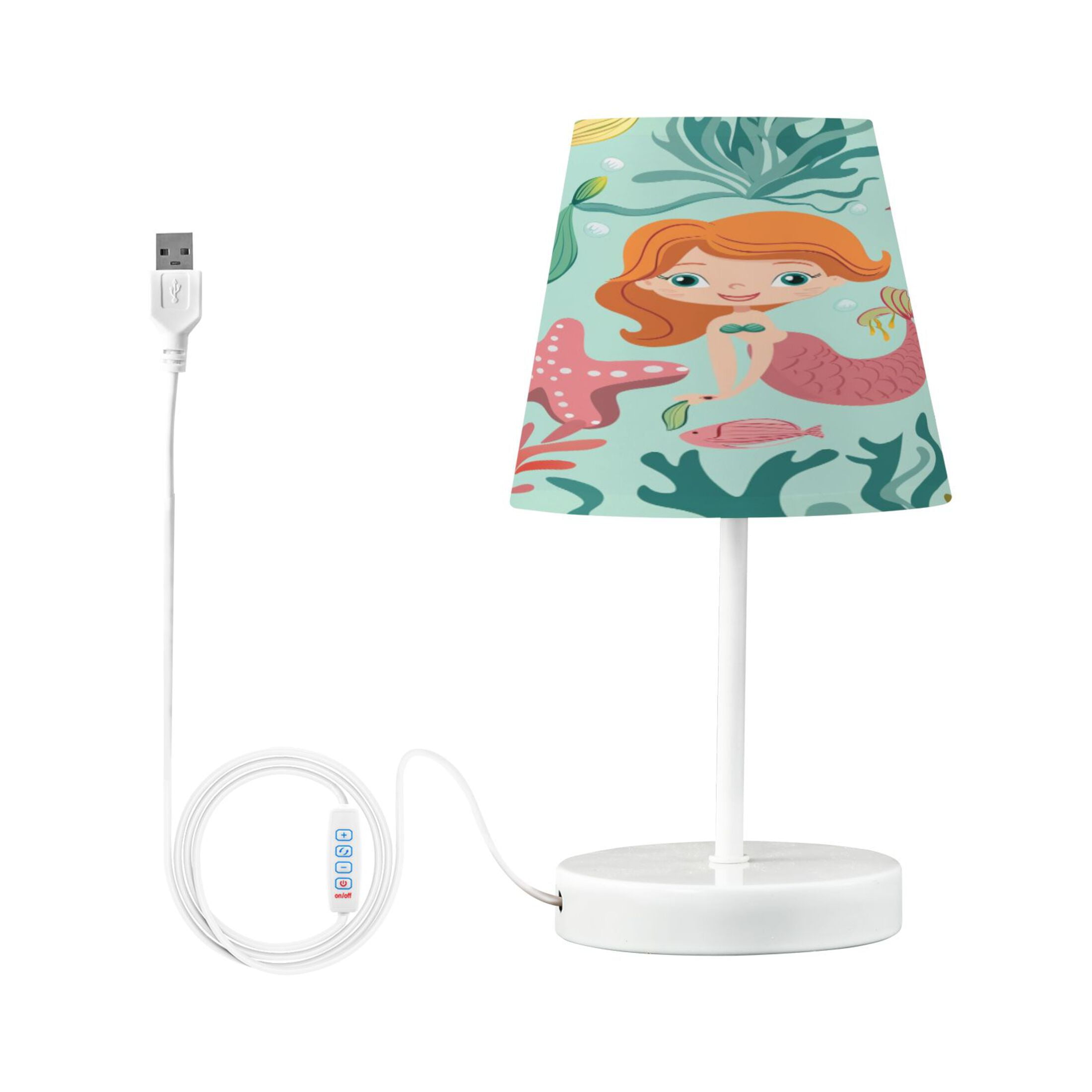Mermaid Fish Seaweed Desk Lamp LED Table Nightstand Lamps with 3 Color ...