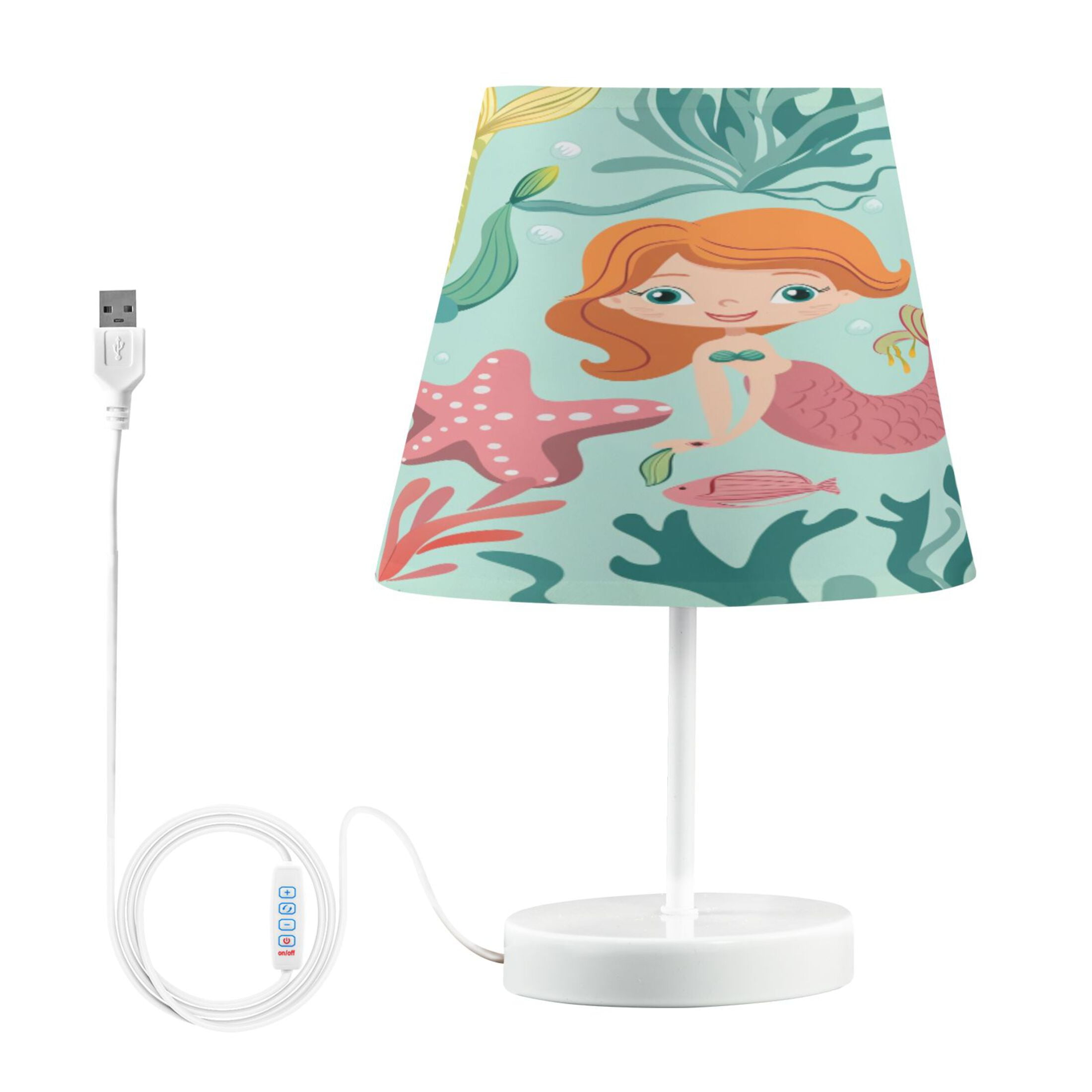 Mermaid Fish Seaweed Desk Lamp LED Table Nightstand Lamps with 3 Color ...