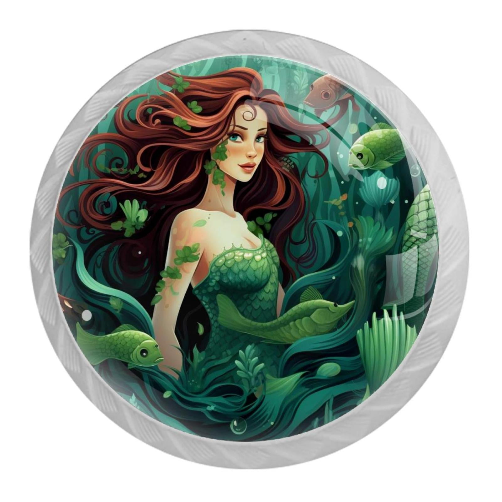 Mermaid Fishes Green Custom Drawer Knobs - Transparent Cabinet Knobs ...
