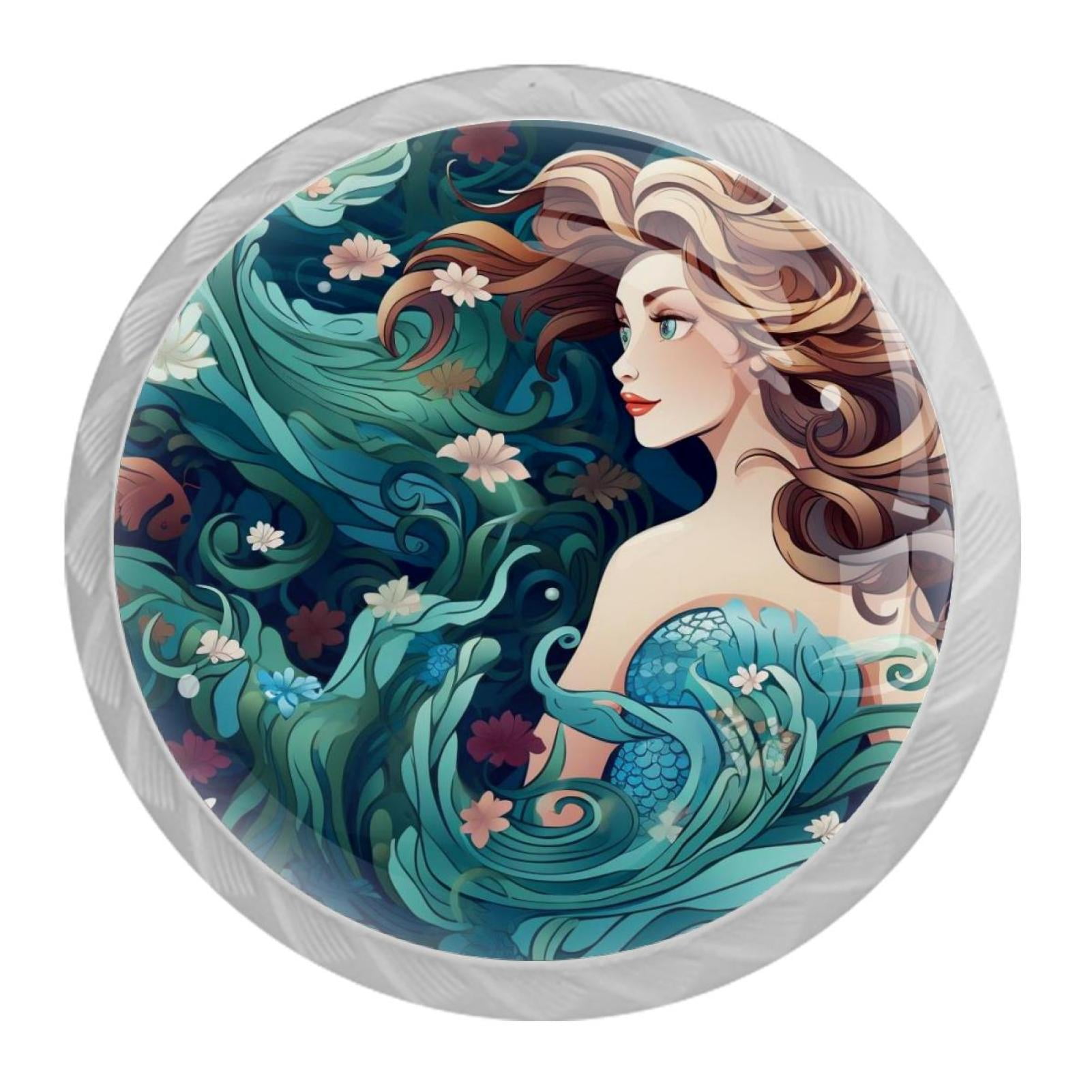 Mermaid Flowers Cabinet Knobs, Stainless Steel Kitchen Knobs, Knobs ...