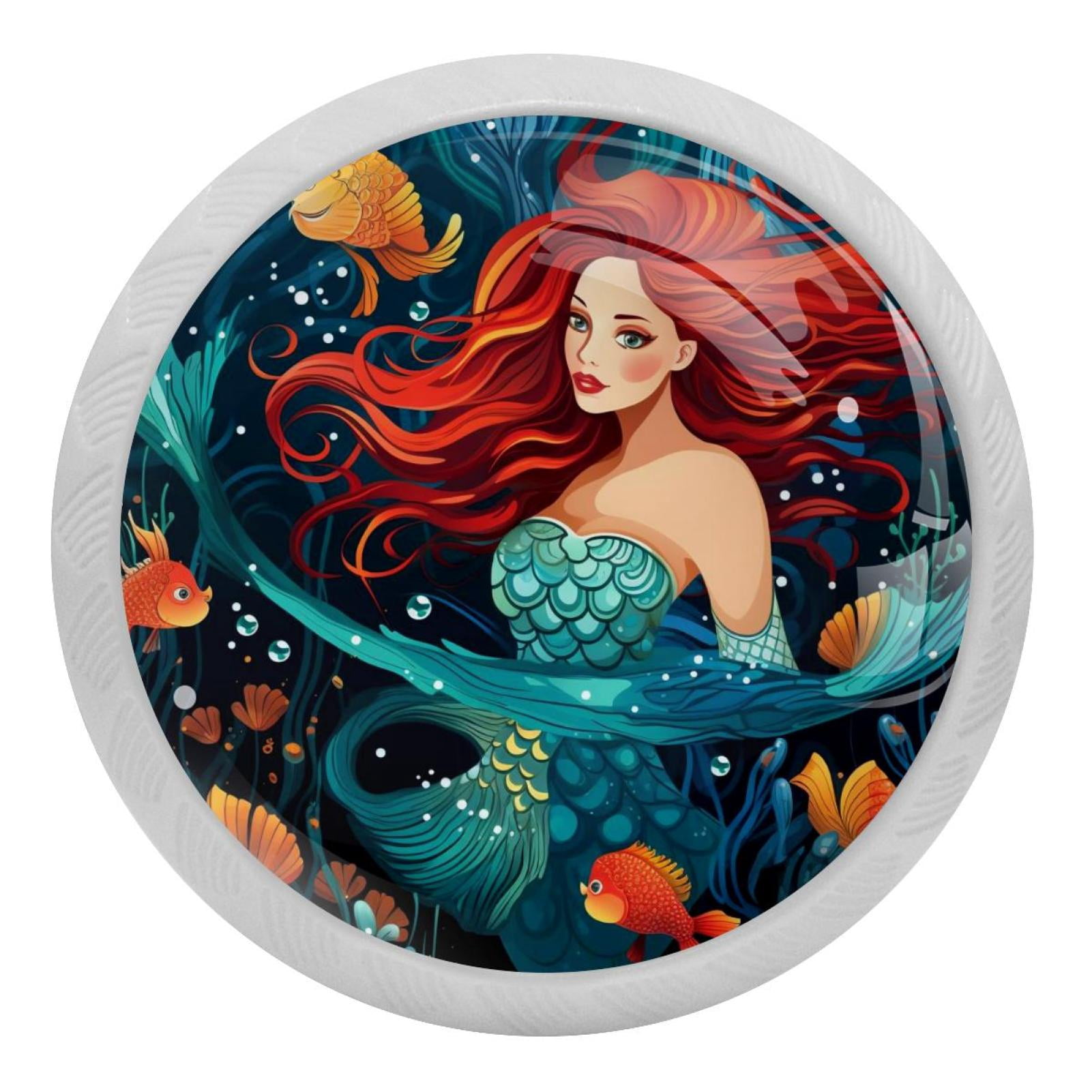 Mermaid Fluorescent Drawer Pulls 4-Pack: Glow-in-the-Dark Round Cabinet ...