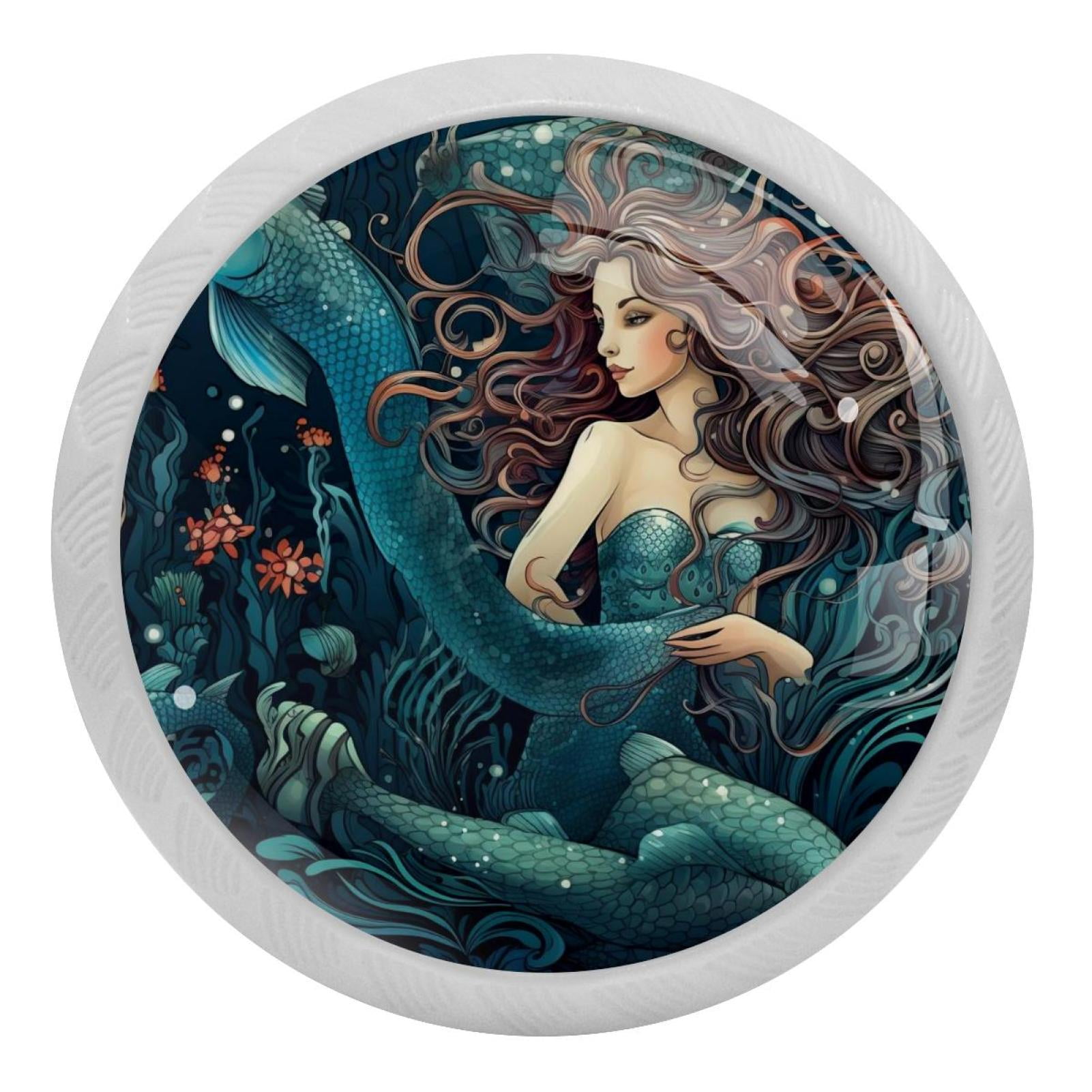 Mermaid Fluorescent Drawer Pulls with Screws - Round 4-Pack, Glow-in ...