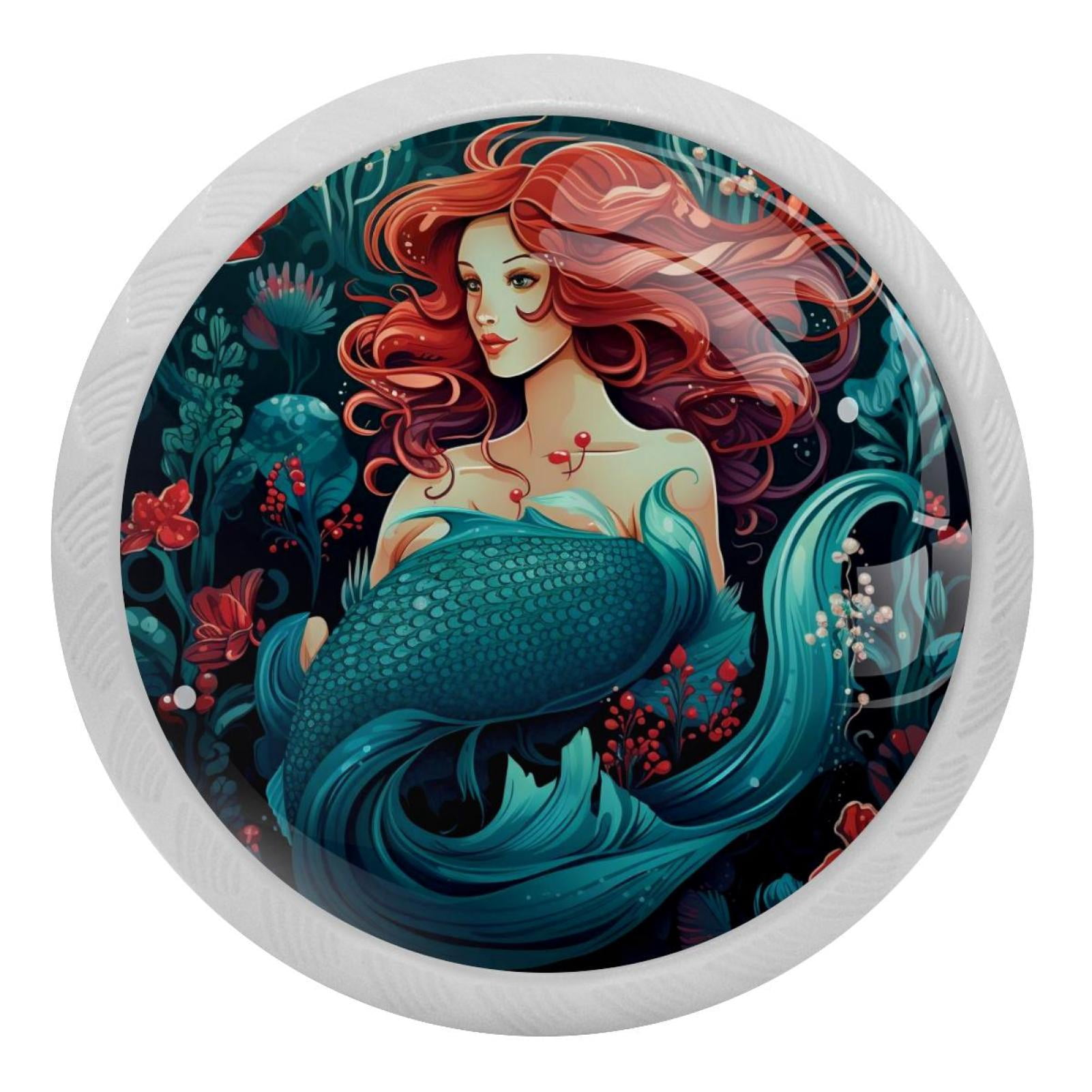Mermaid Fluorescent Drawer Pulls with Screws: Round 4-Pack, Glow-in-the ...