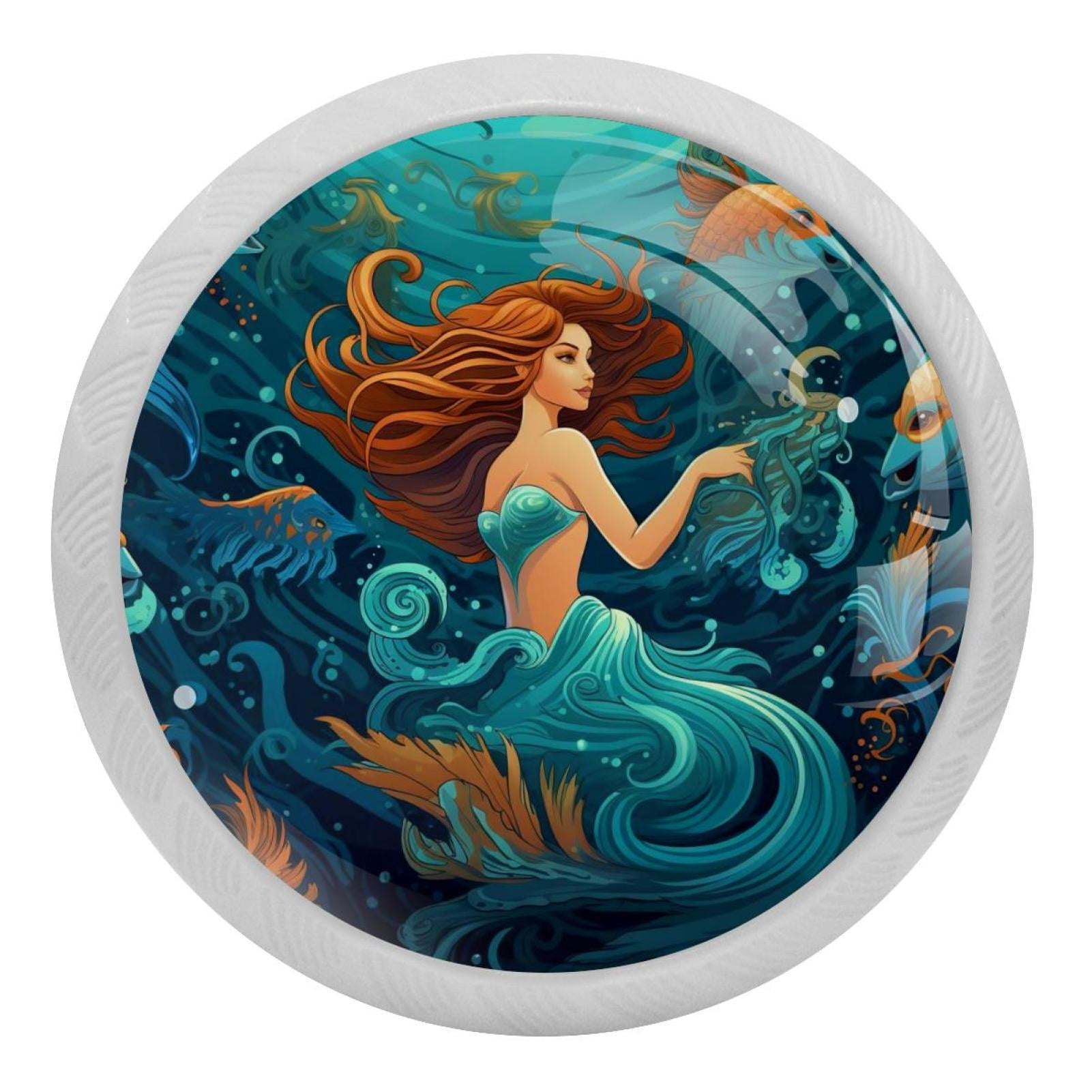 Mermaid Fluorescent Drawer Pulls with Screws: Round 4-Pack, Glow-in-the ...
