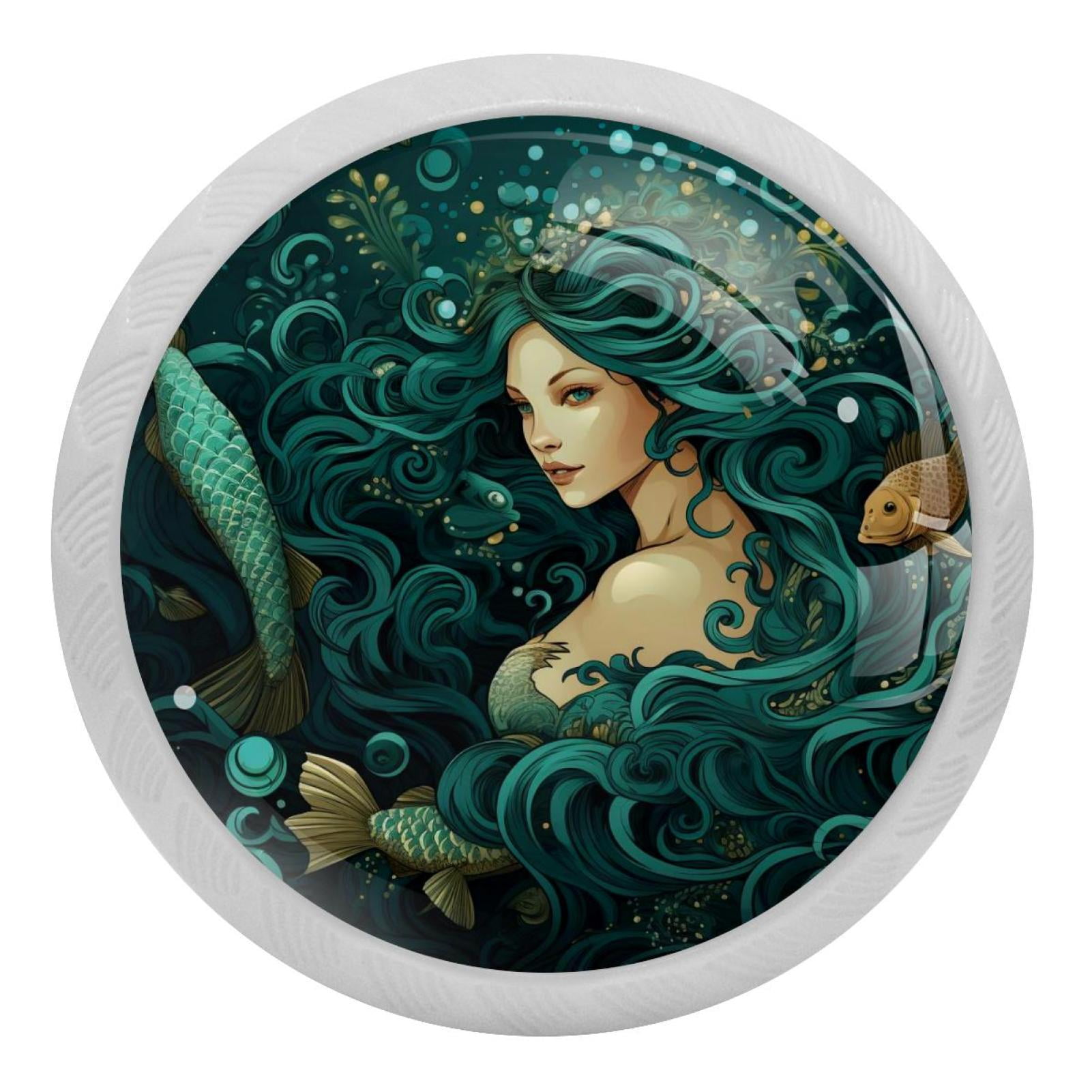 Mermaid Fluorescent Drawer Pulls with Screws – Round 4-Pack, Glow-in ...