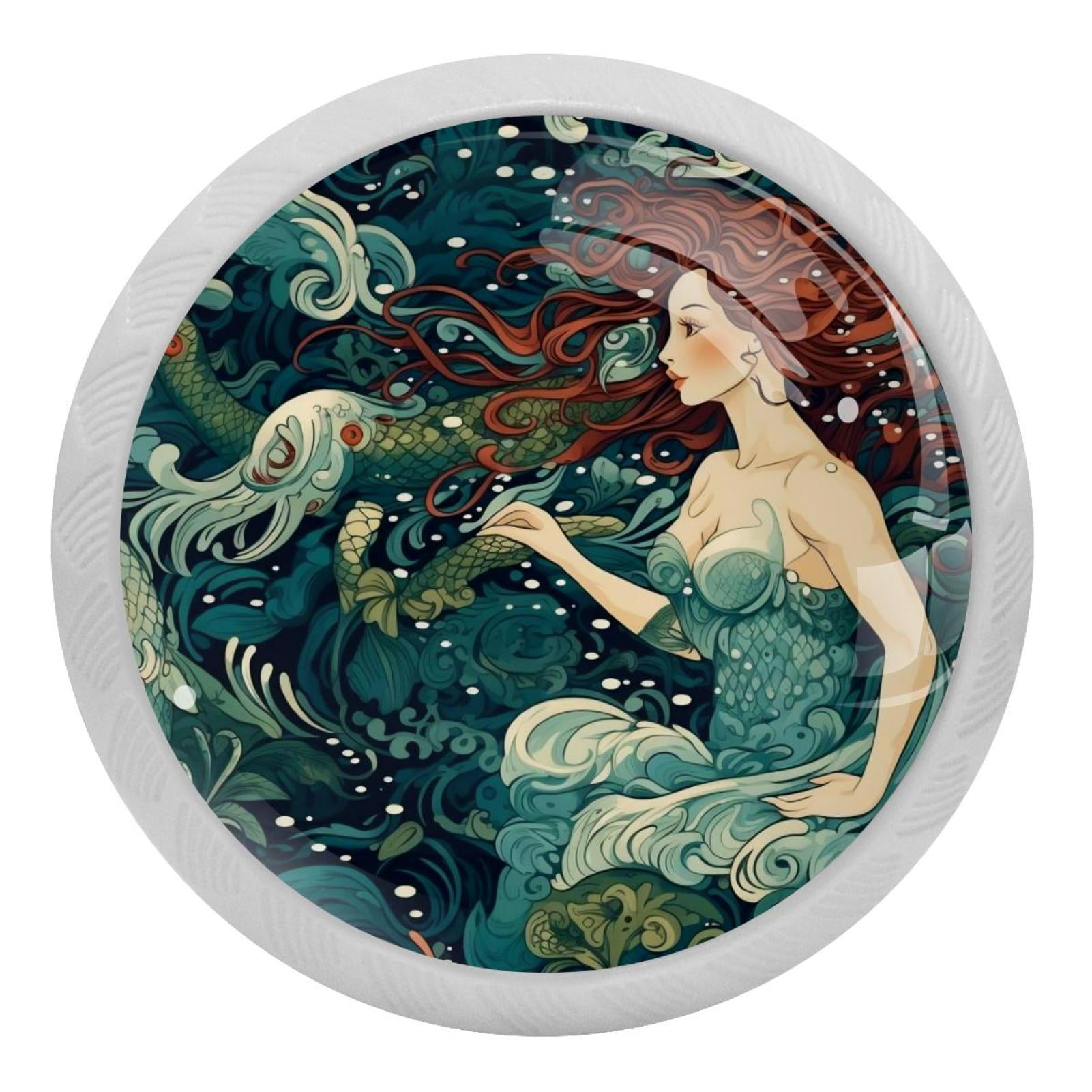 Mermaid Fluorescent Drawer Pulls with Screws – Round 4-Pack, Glow-in ...