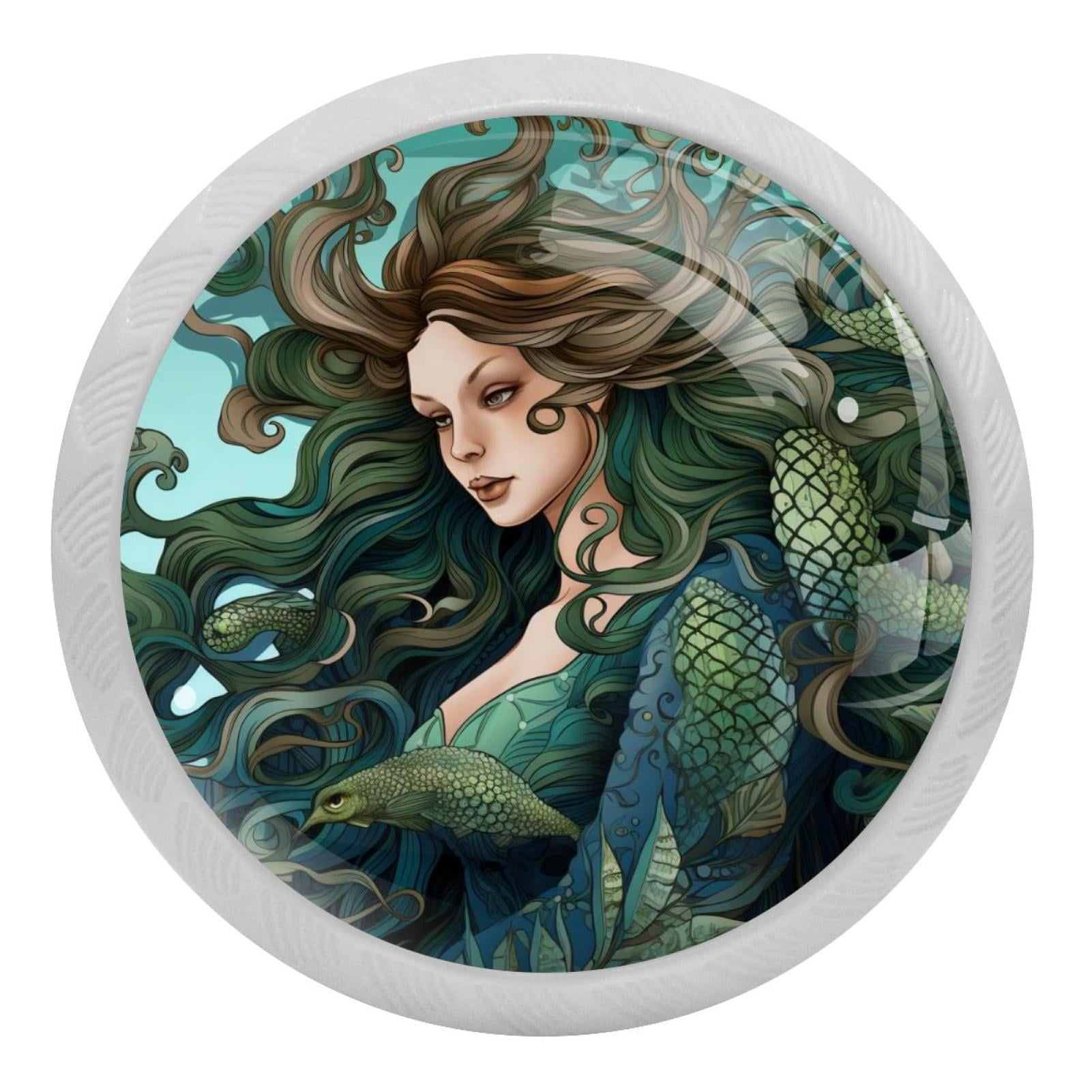 Mermaid Fluorescent Drawer Pulls with Screws: Round 4-Pack Glow-in-the ...