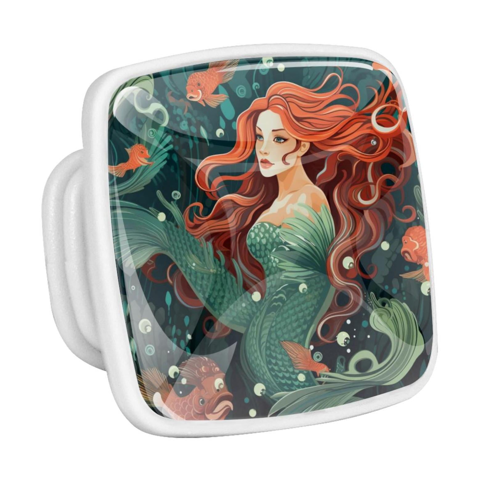 Mermaid Fluorescent Drawer Pulls with Screws Square 4-Pack Glow Dark ...