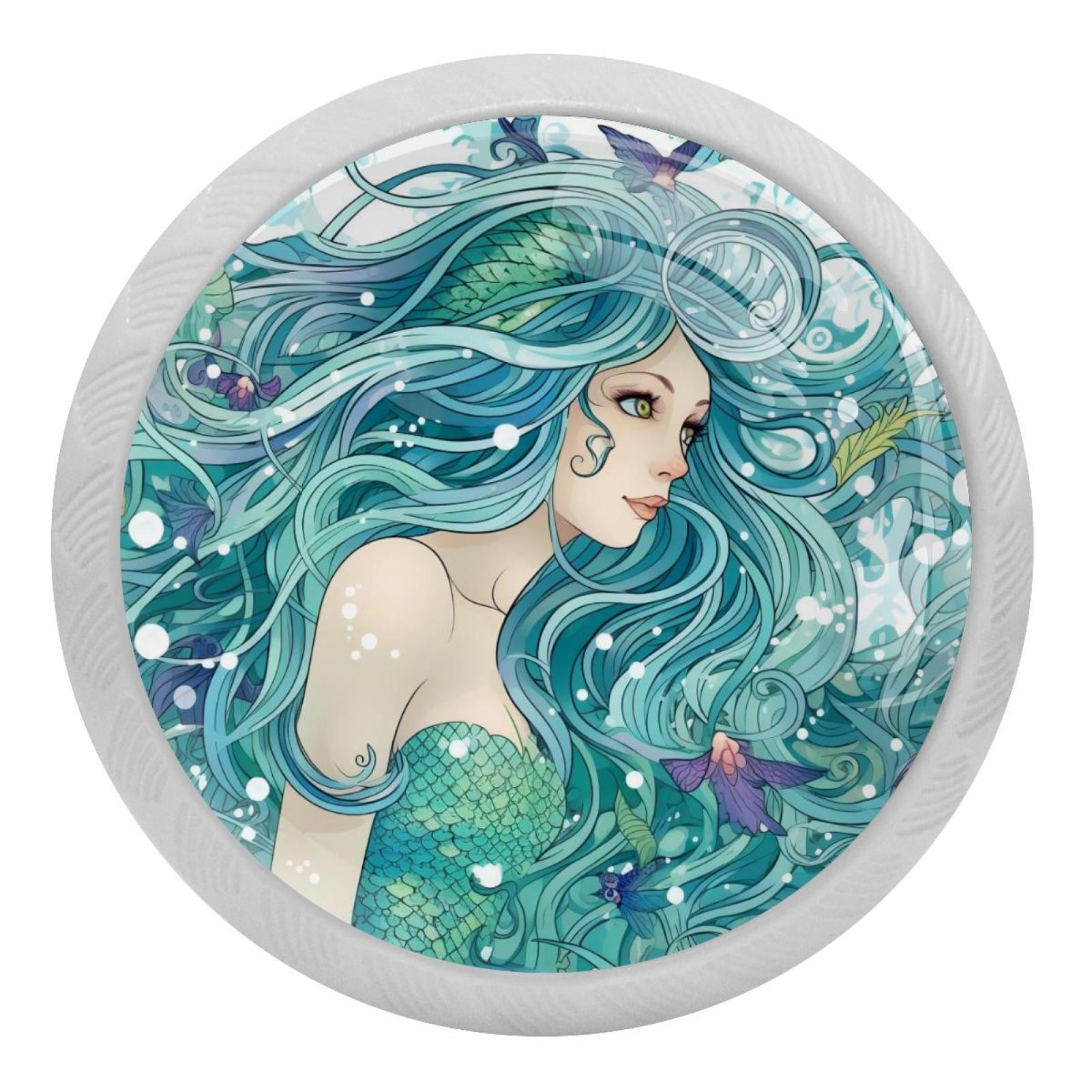 Mermaid Fluorescent Drawer Pulls with Screws, Round 4-Pack, Glow-in-the ...