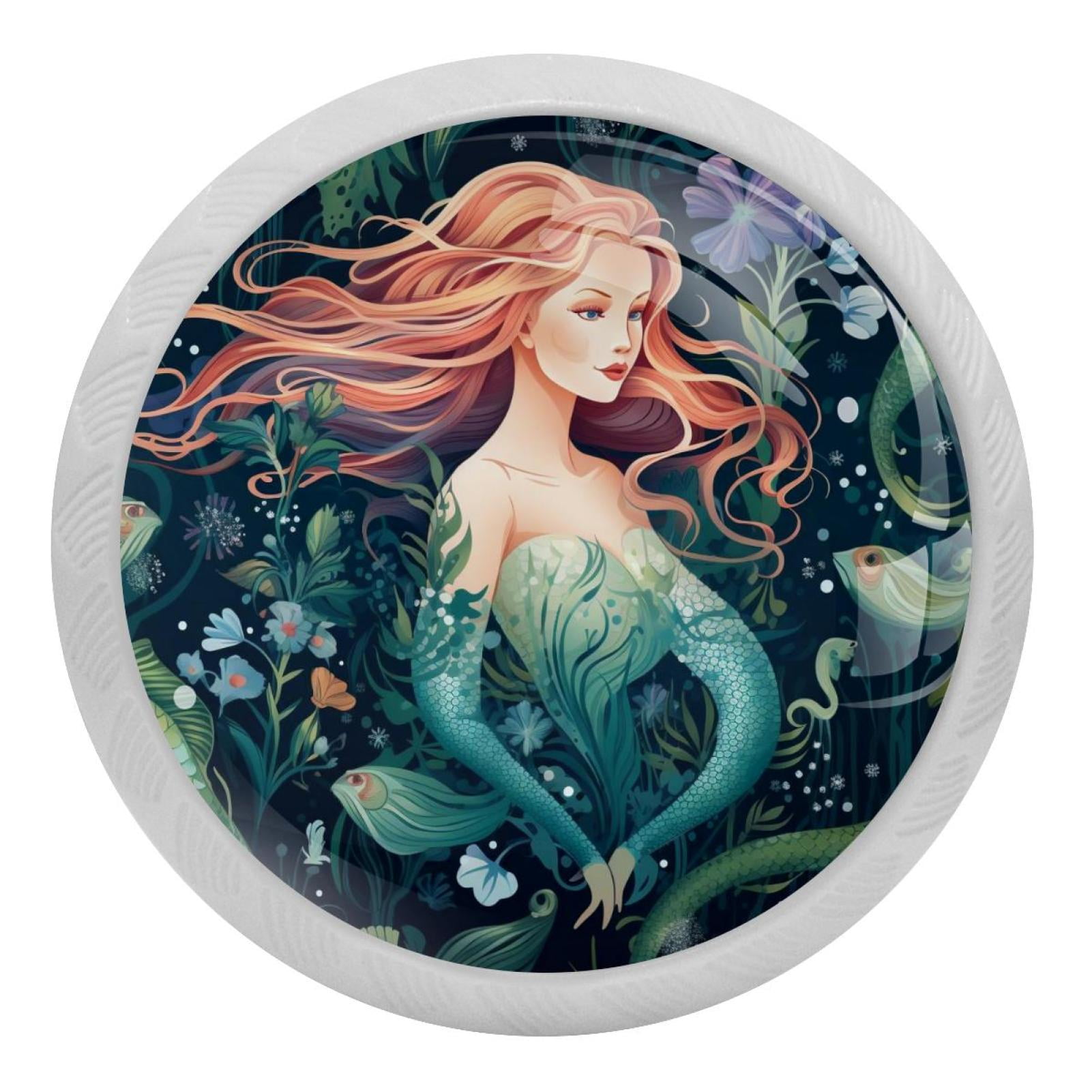 Mermaid Fluorescent Drawer Pulls with Screws: Round 4-Pack, Glow-in-the ...