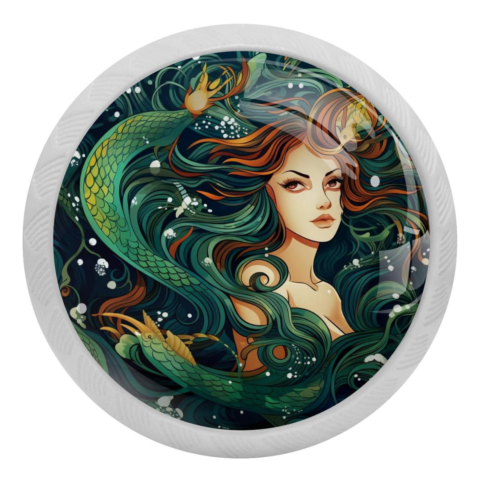 Mermaid Fluorescent Drawer Pulls with Screws: Round 4-Pack Glow-in-the ...