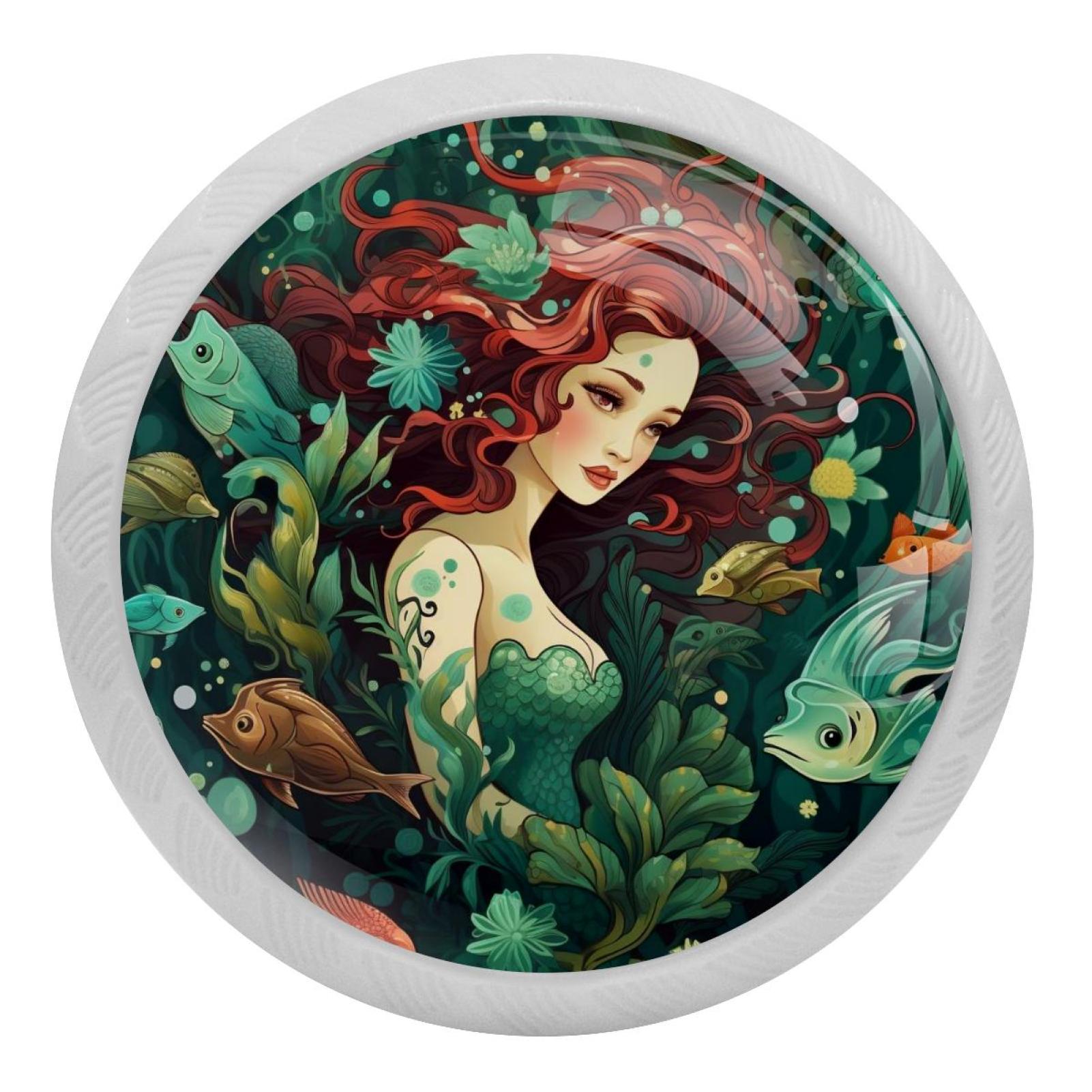 Mermaid Fluorescent Drawer Pulls with Screws: Round 4-Pack, Glow-in-the ...
