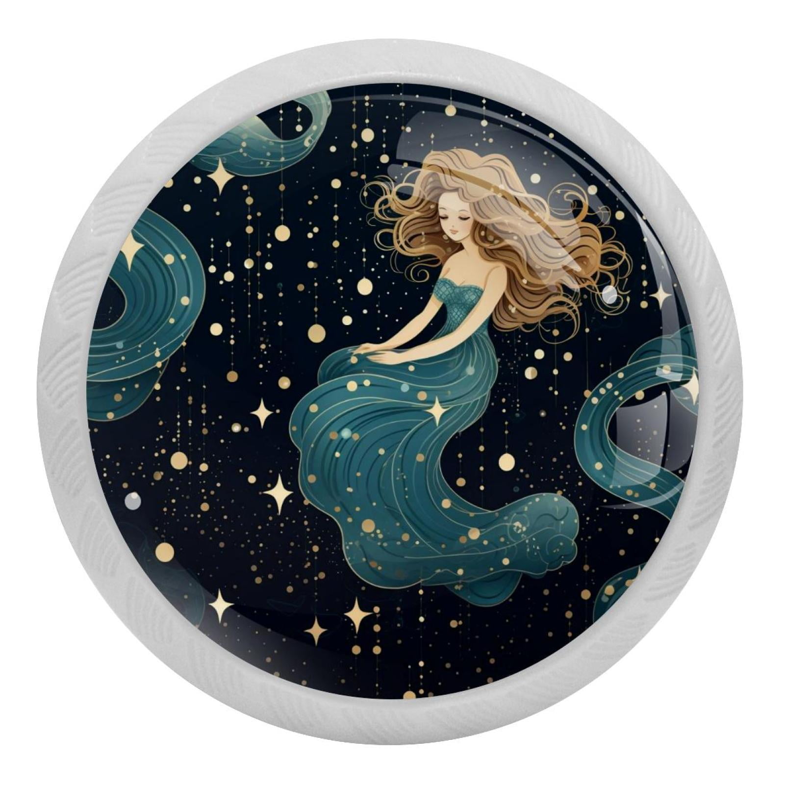 Mermaid Fluorescent Drawer Pulls with Screws: Round Knobs, 4-Pack, Glow ...