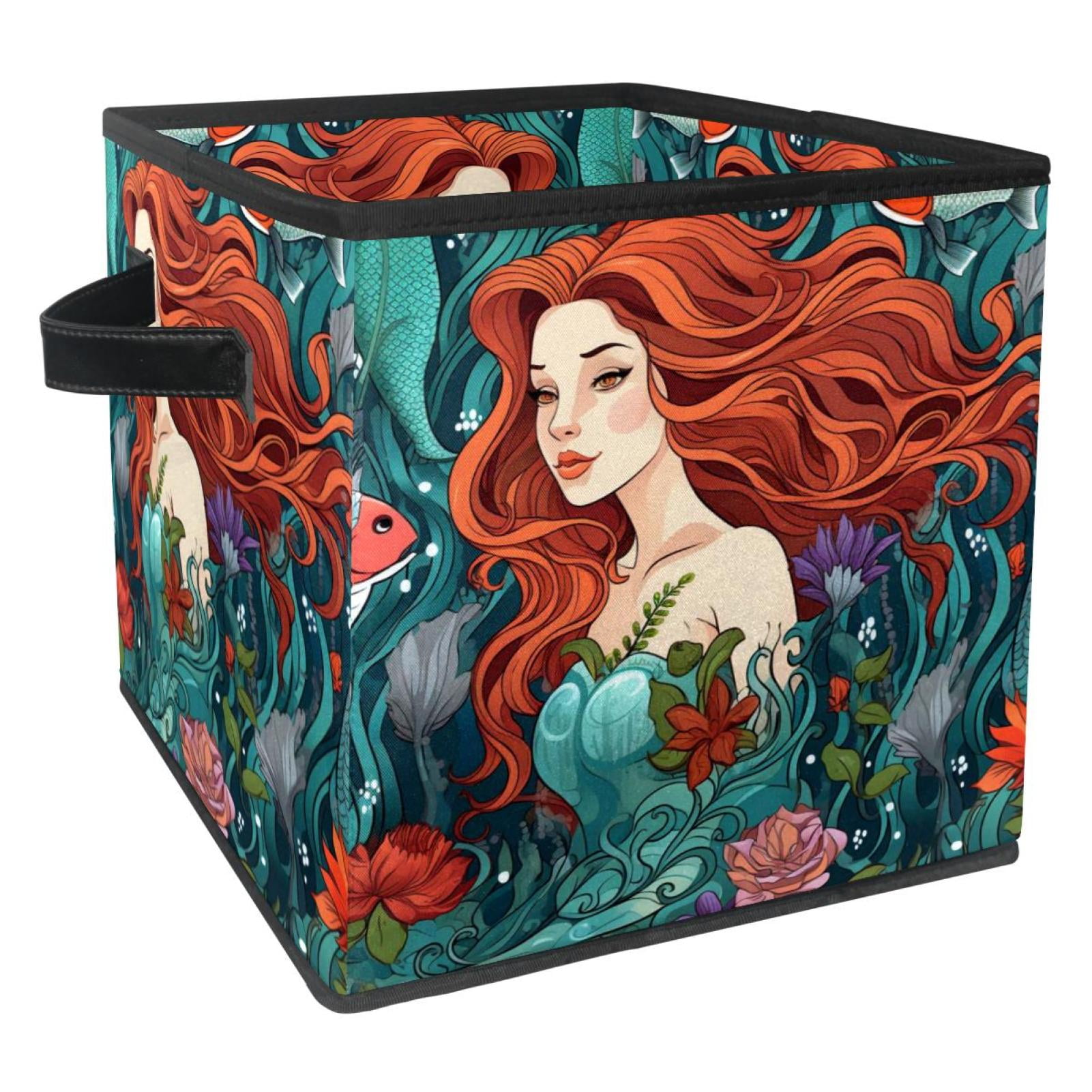 Mermaid Foldable Cube Organizer with Handle, 10.8"x10.5"x10.6", Large ...