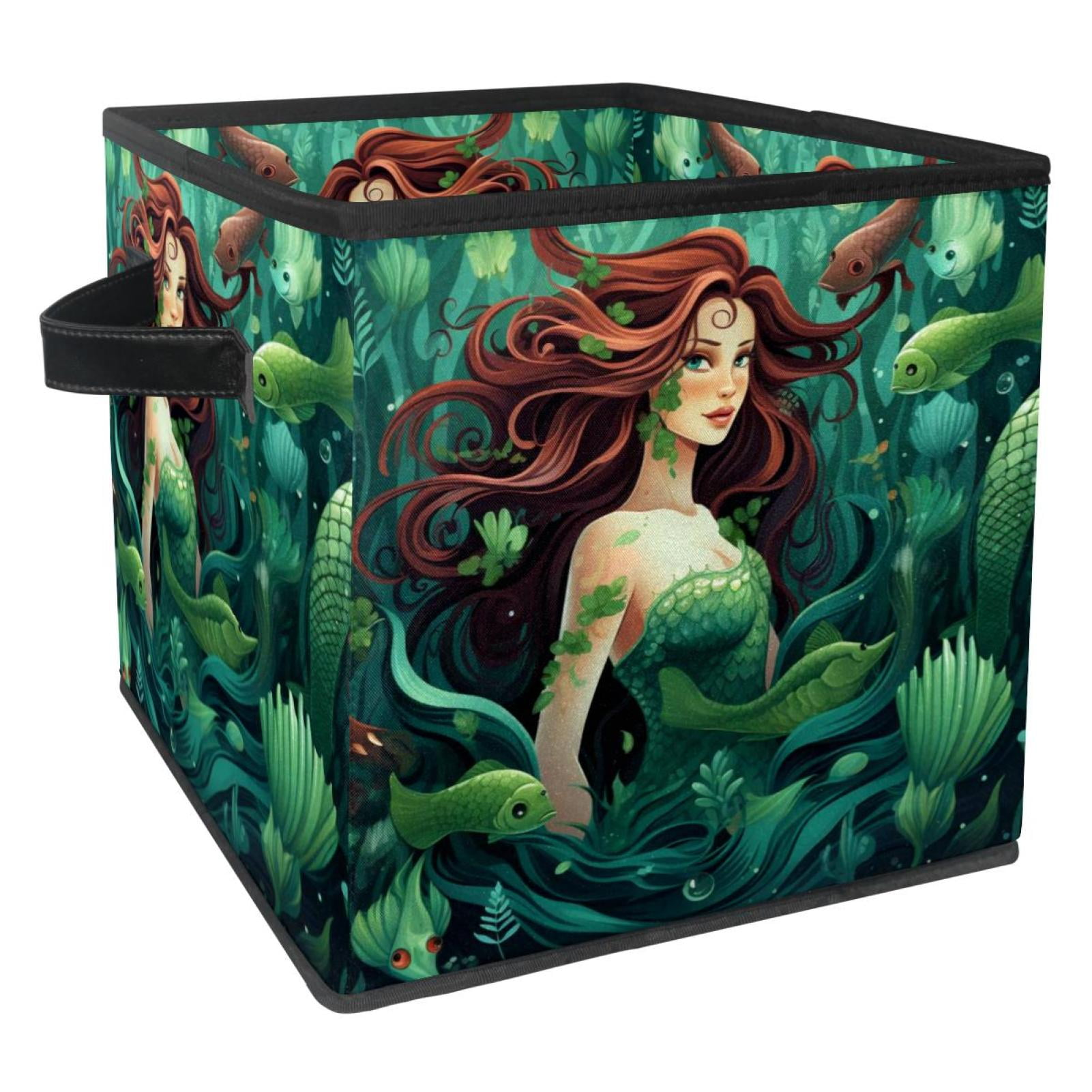 Mermaid Foldable Cube Organizer with Handle, 10.8"x10.5"x10.6", Large ...