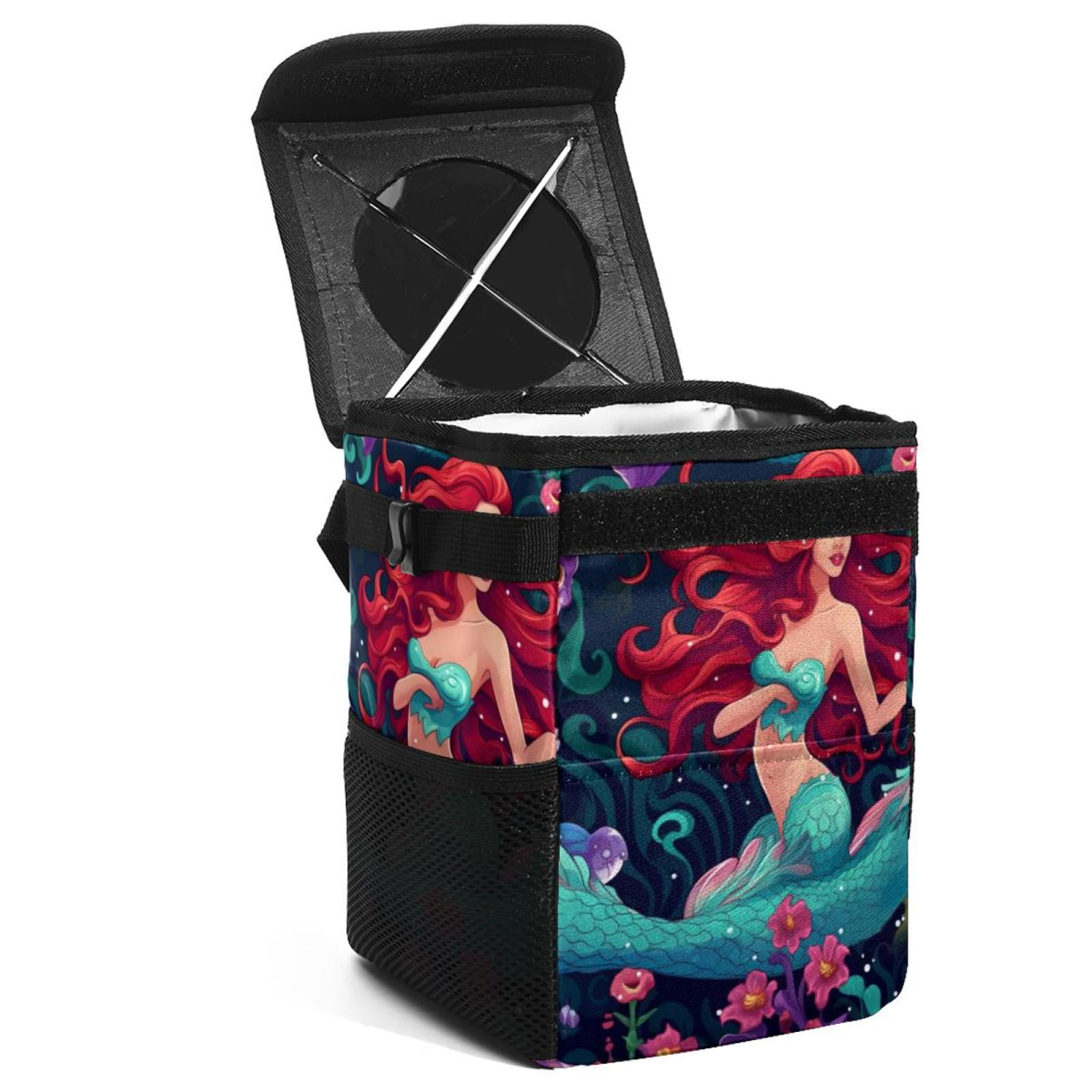Mermaid Foldable with Lid Leak-Proof Hanging Storage Bag Mini Trash Can ...