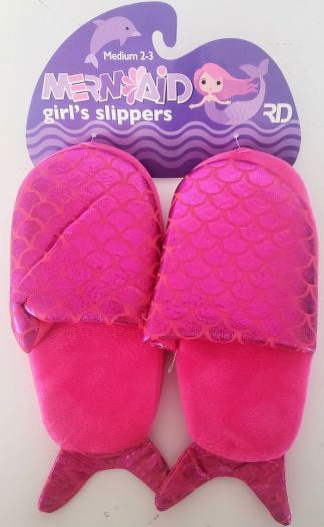 Mermaid Girls Pink Slippers Medium 2-3 - Walmart.com