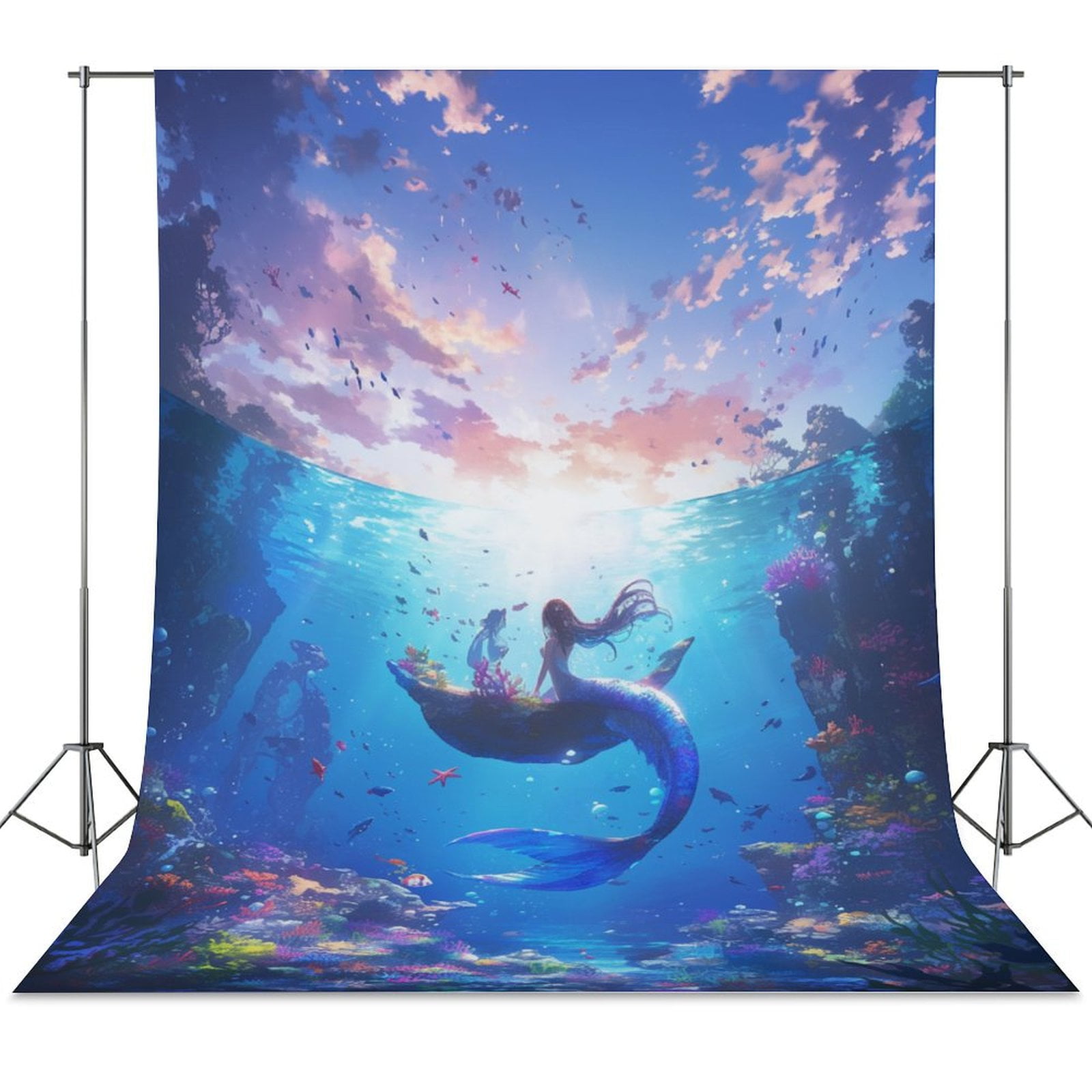 Mermaid Glitter Fish Scale Girls Backdrops for Photography for Party ...