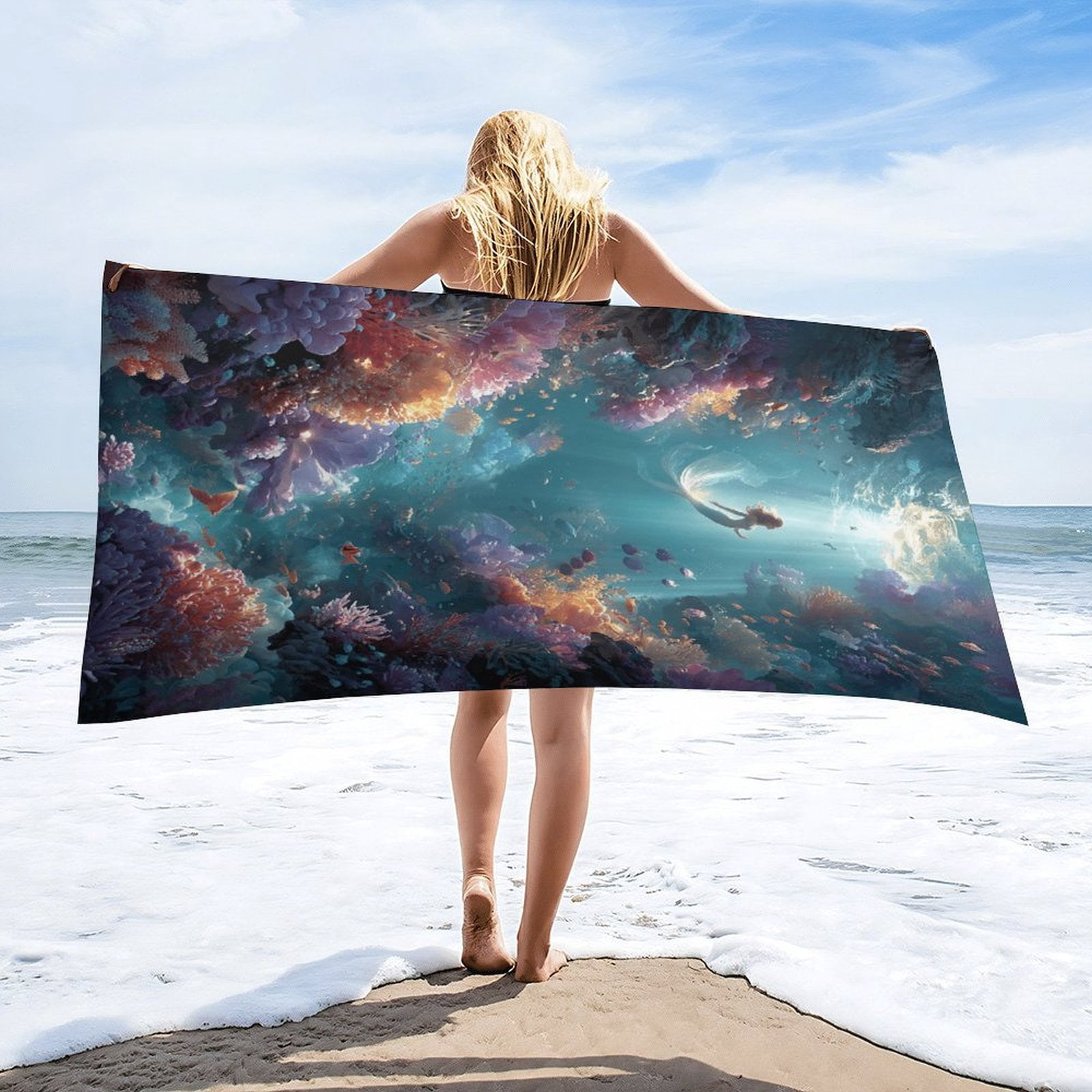 Mermaid Glitter Fish Scale Girls Beach Towel – with A Unique Design ...