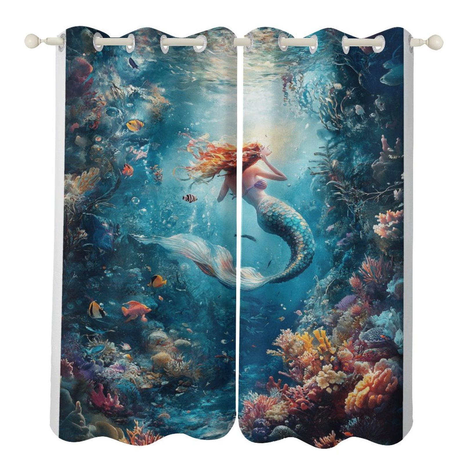 Mermaid Glitter Fish Scale Girls Curtains Aesthetic Envrionmental ...