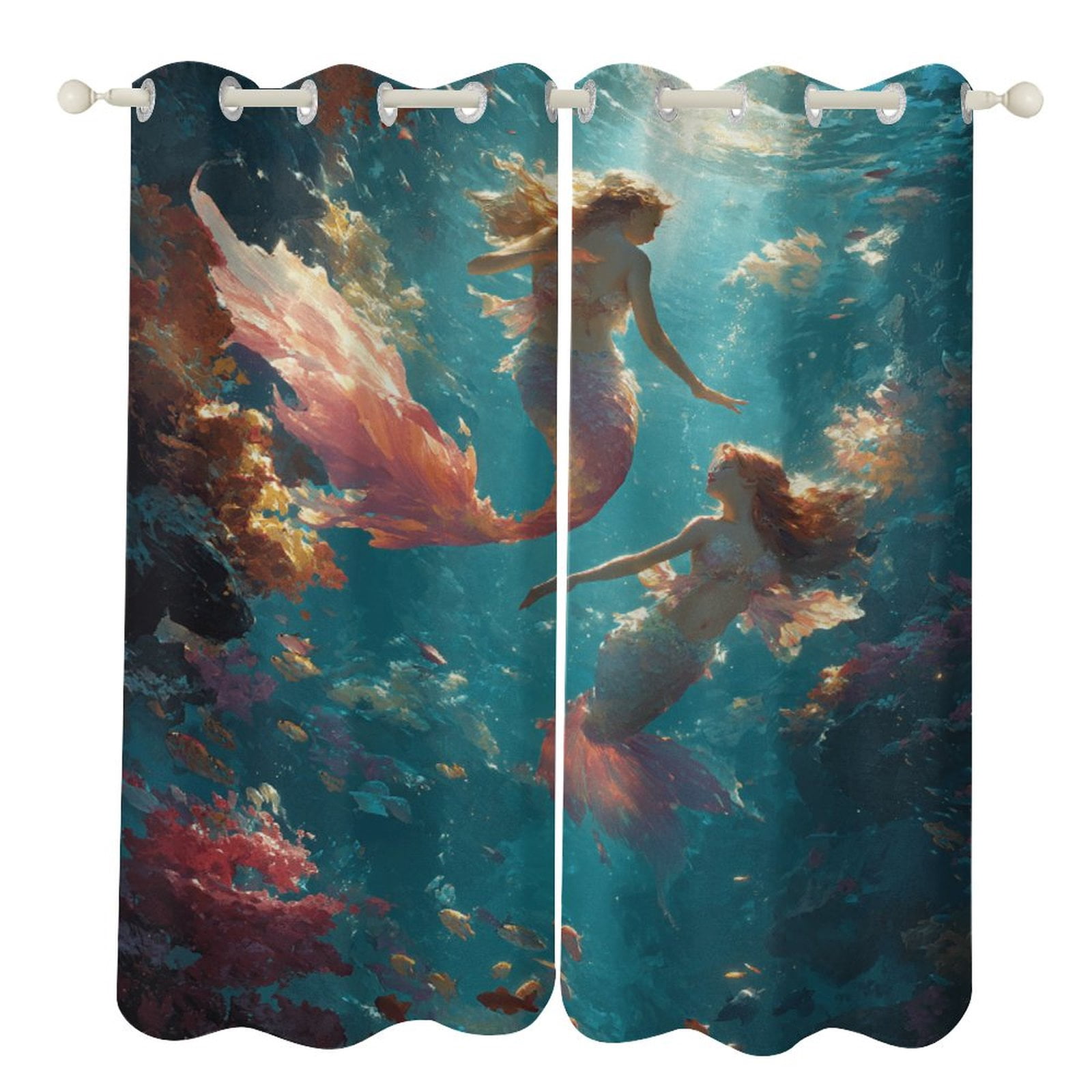 Mermaid Glitter Fish Scale Girls Curtains Aesthetic Envrionmental ...