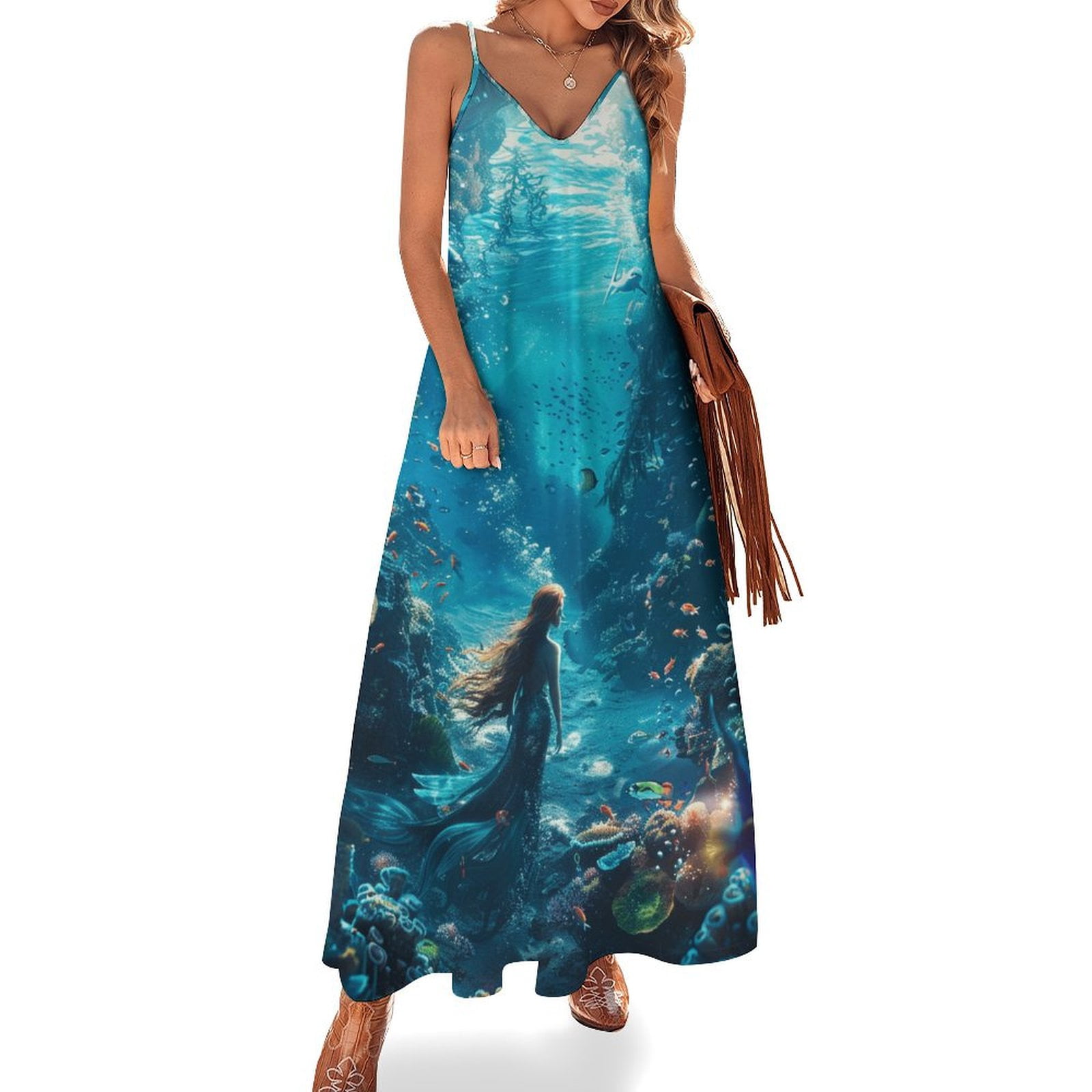 Mermaid Glitter Fish Scale Girls Design Sleeveless Dress Woman Fashion ...