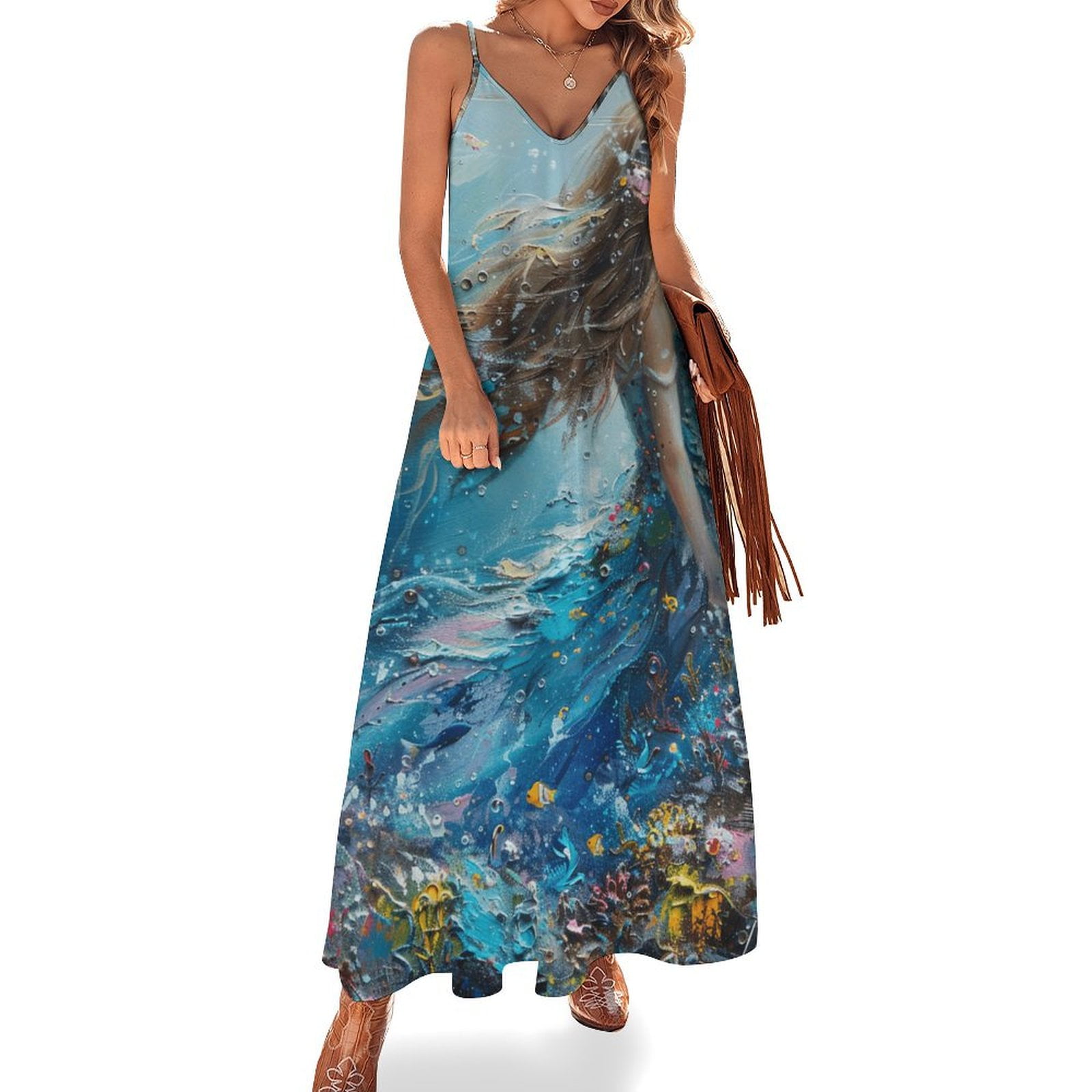 Mermaid Glitter Fish Scale Girls Design Sleeveless Dress Woman Fashion ...