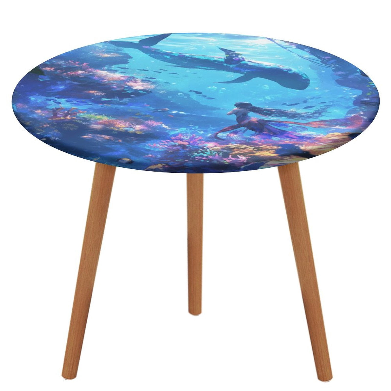 Mermaid Glitter Fish Scale Girls Fitted Table Cover - Waterproof ...