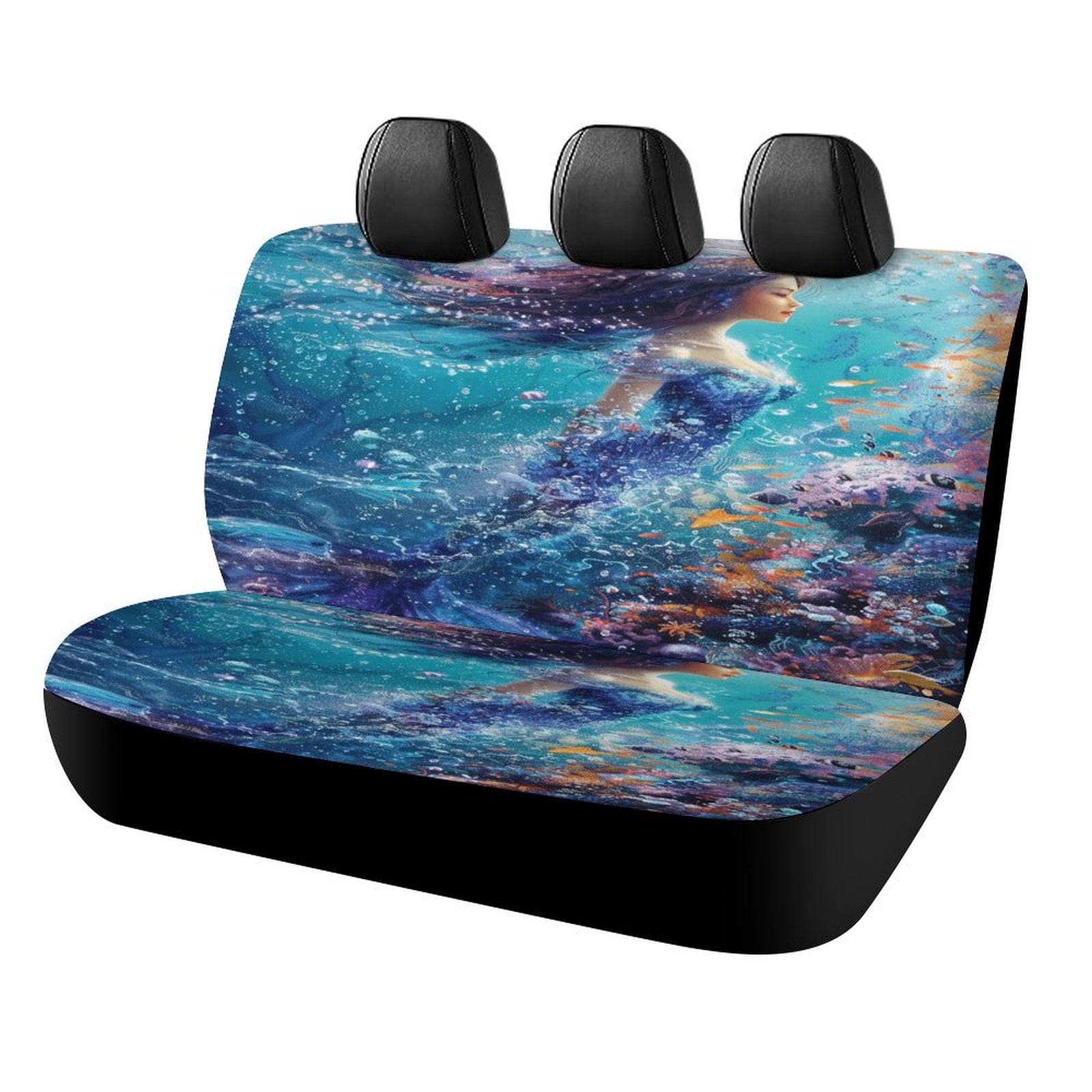 Mermaid Glitter Fish Scale Girls Rear Seat Covers, Car Backseat ...