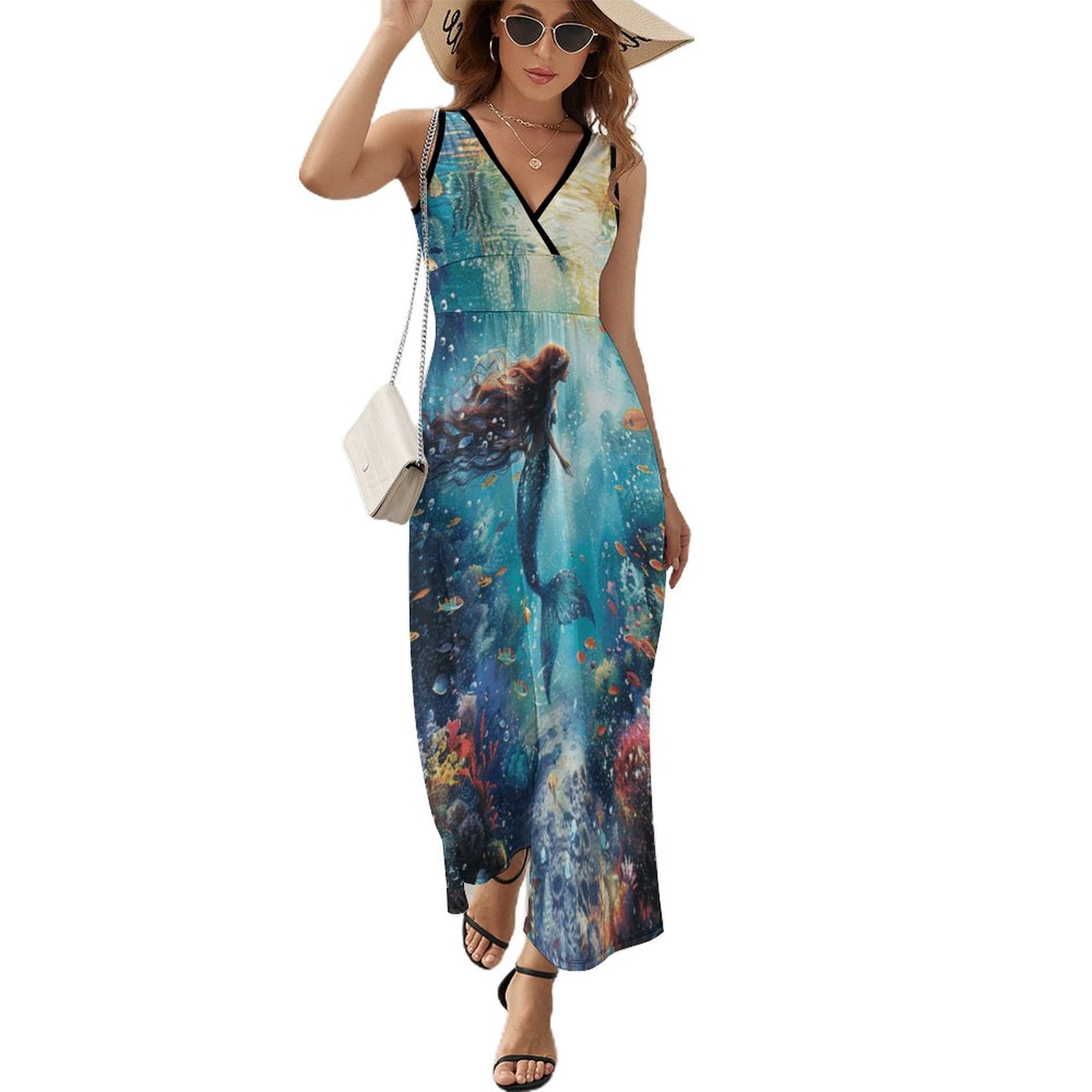 Mermaid Glitter Fish Scale Girls Sleeveless Dress Woman Fashion Long ...