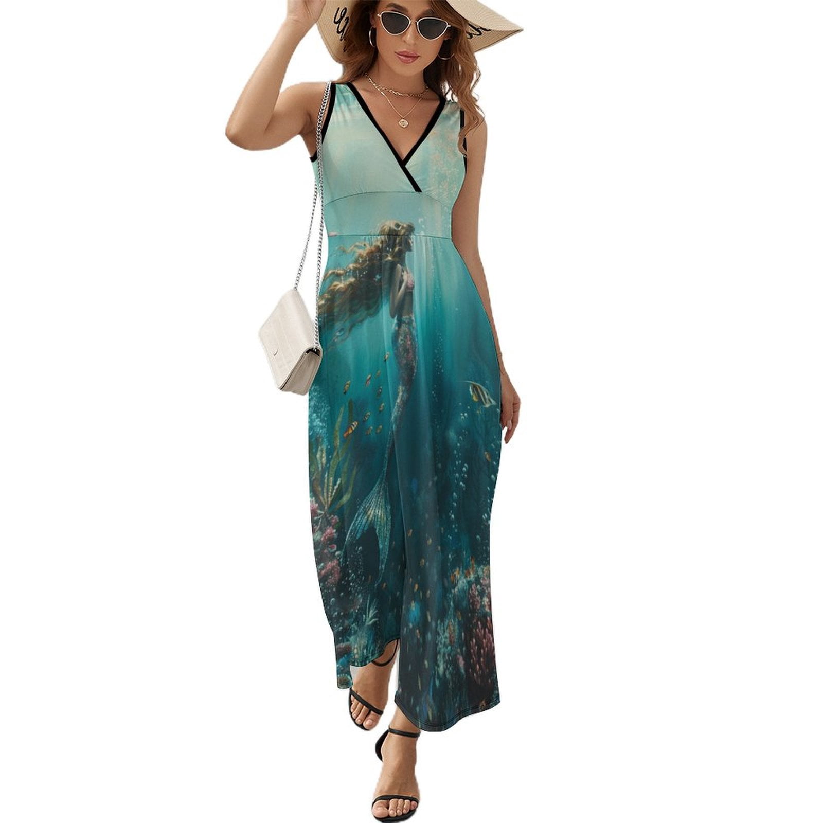 Mermaid Glitter Fish Scale Girls Sleeveless Dress Woman Fashion Long ...