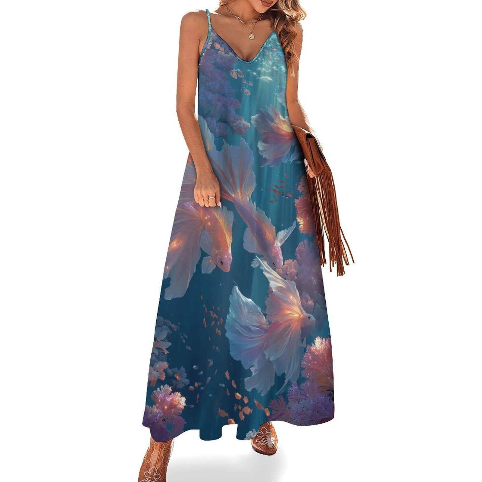 Mermaid Glitter Fish Scale Girls Sleeveless Dress Woman Fashion Long ...