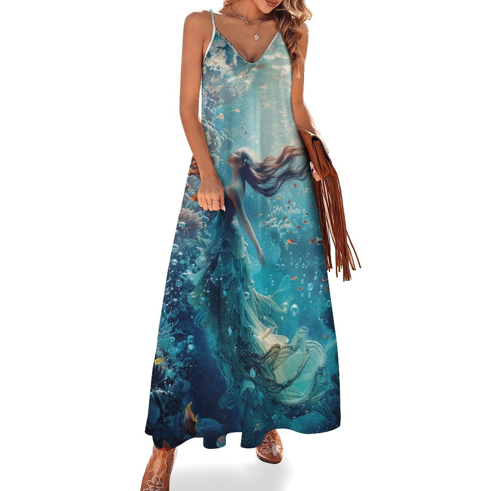 Mermaid Glitter Fish Scale Girls Sleeveless Dress Women's Luxury Party ...